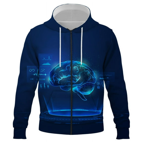 AI intelligence pattern Men zipper Hoodie Harajuku Sweatshirt wear Men ...