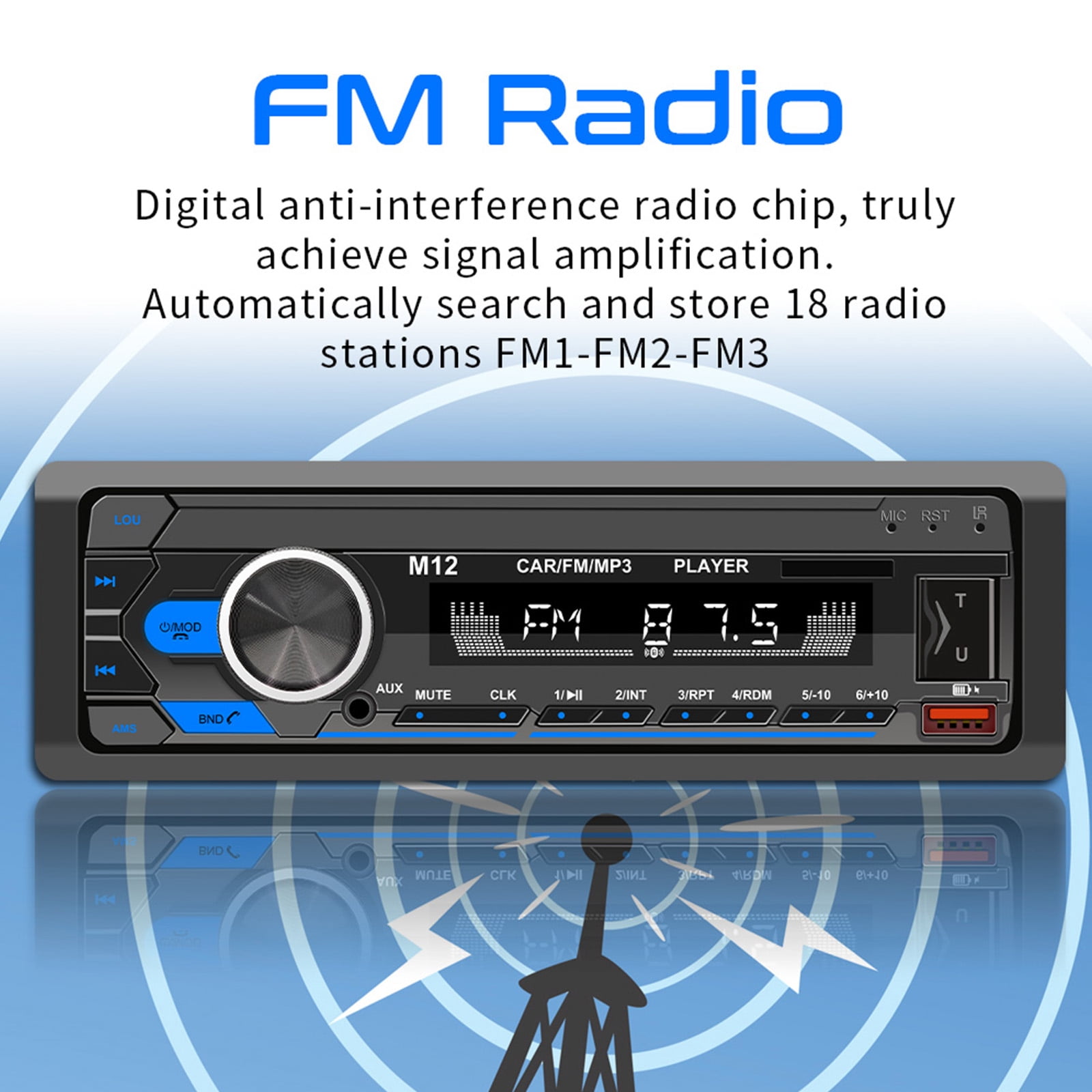 AI smart Bluetooth Stereo Radio FM Car MP3 Player Positioning to Find a ...