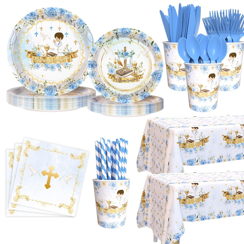 AIBIIN 194 PcsEGSC Mi Primera Comunion Baptism Party Decorations for ...