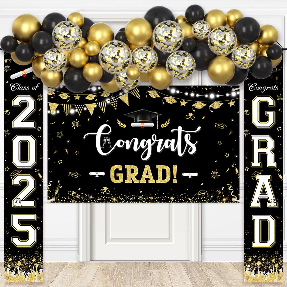 AIBIIN 60pcs Graduation Decorations SSF20 Class of 2025 Gold Graduation ...