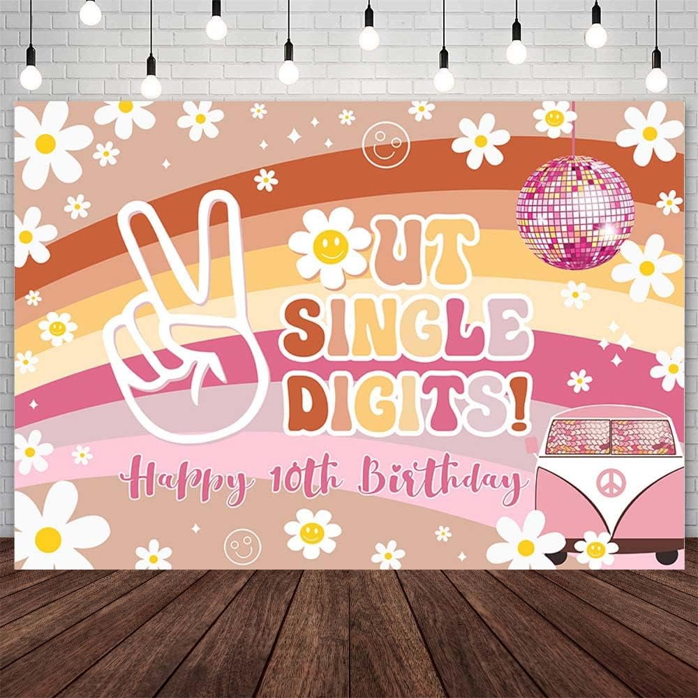 AIBIIN 8x6ft Out Single Digits Backdrop Happy 10th Birthday Party ...