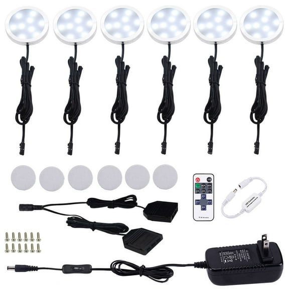 SRWEHG-Dimmable LED Under Cabinet Puck Lights 3 Lamps Kit with RF ...
