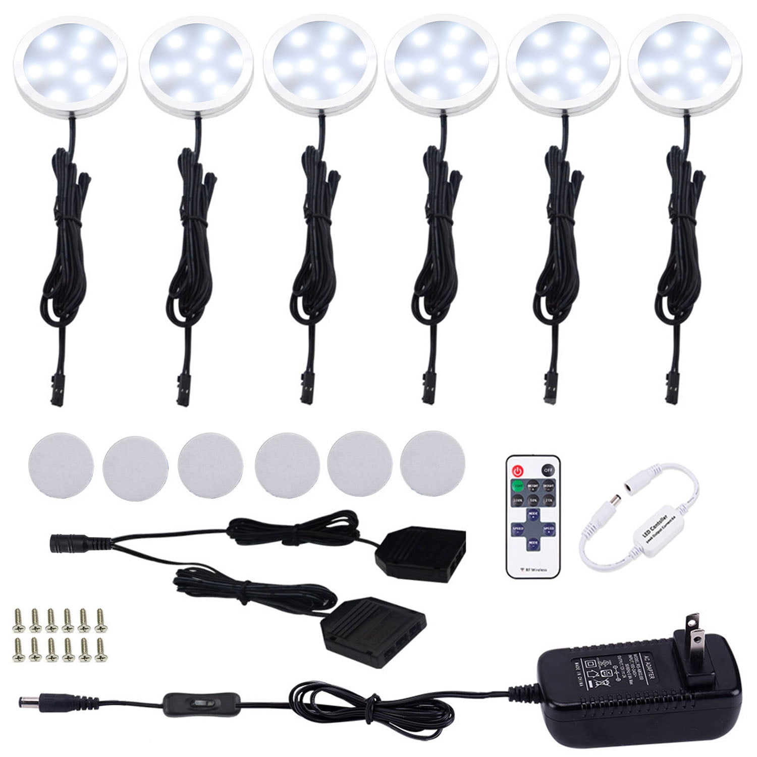 AIBOO 12V LED Under Cabinet Lights Kit, 6 Pack, Aluminum Puck, Dimmable ...