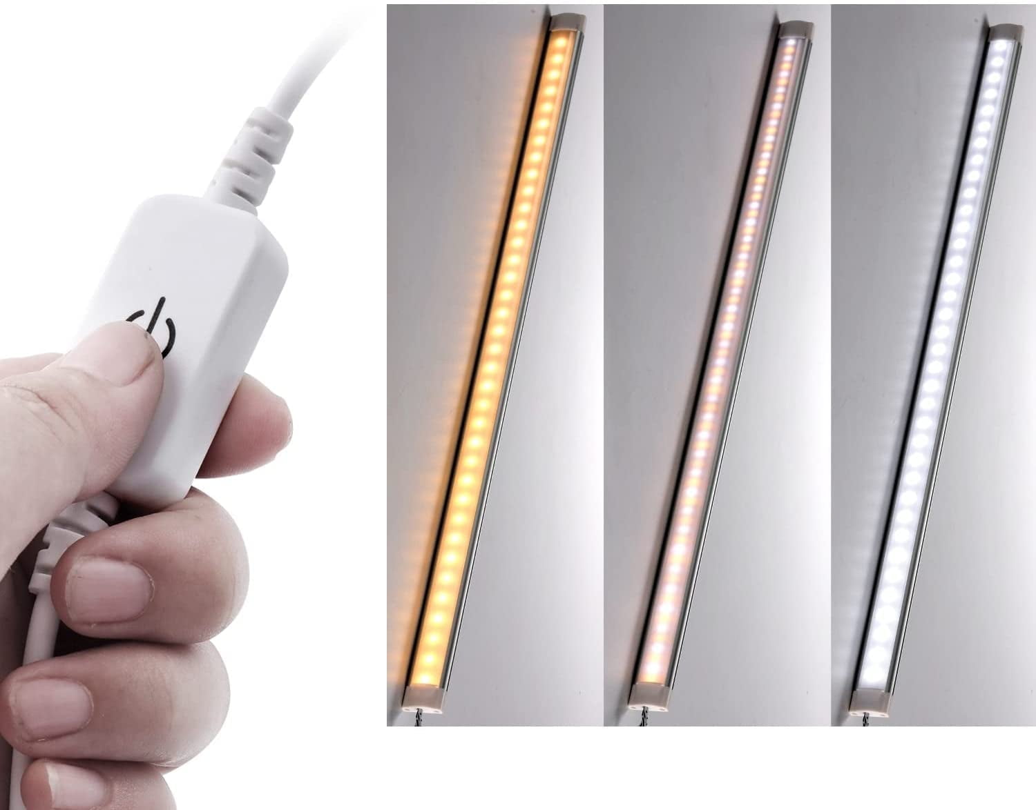 AIBOO 3 Color Temperature Under Counter Lights,USB Powered Strip Lights ...