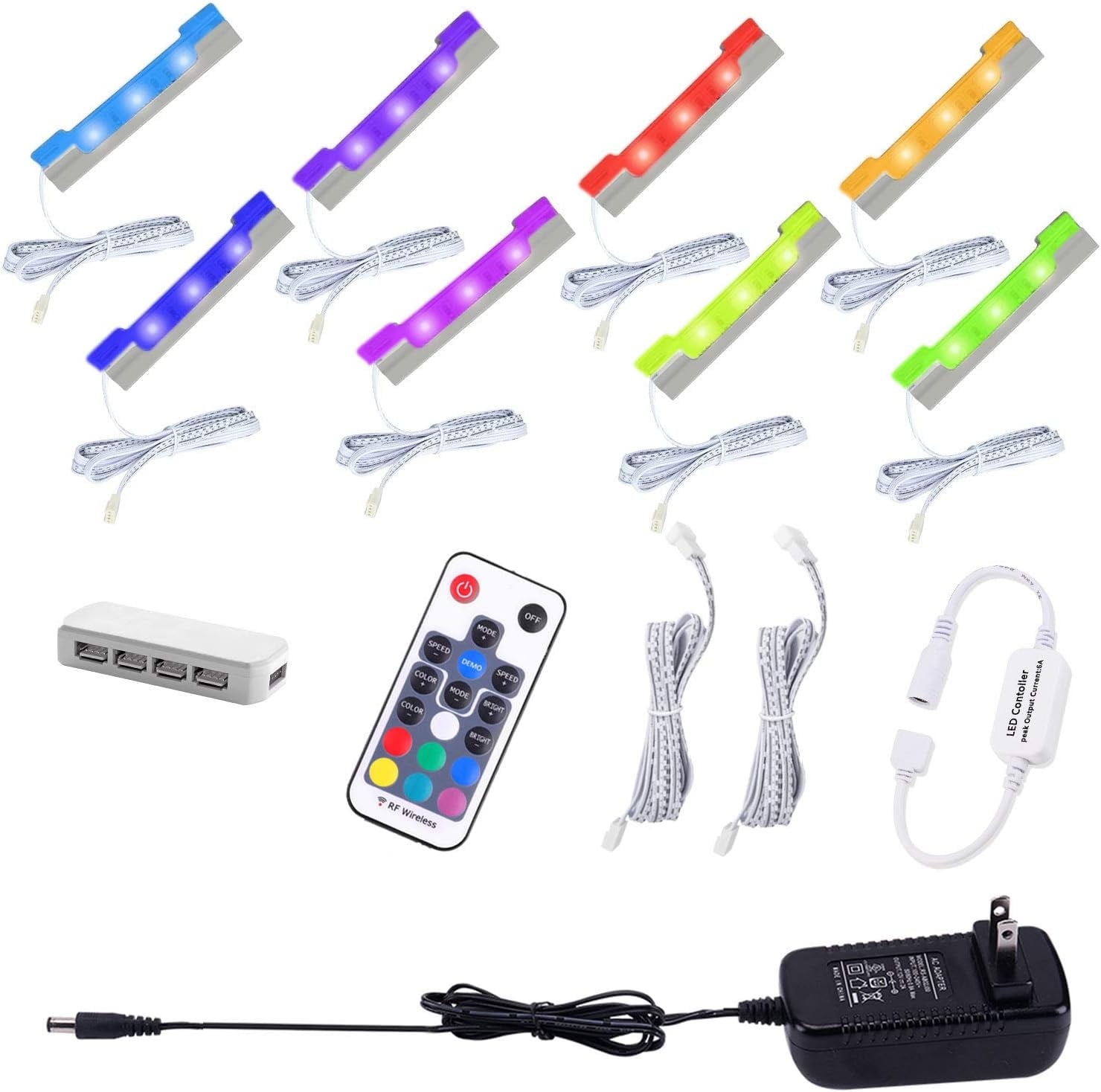 AIBOO Touch LED Glass Shelf Lighting Kit, RF Remote(8 Lights,RGB ...