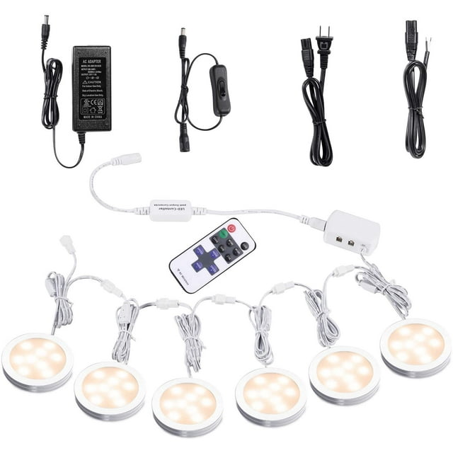 AIBOO Linkable LED Under Cabinet Lighting 12V Dimmable Puck Lights with ...