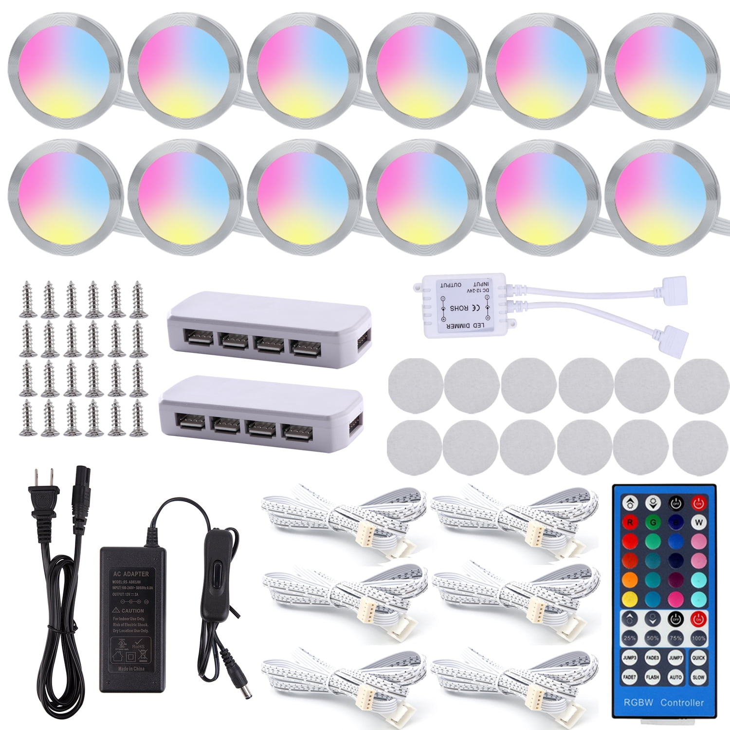 AIBOO RGBWW Color Changing Puck lights with remote control for Kitchen ...