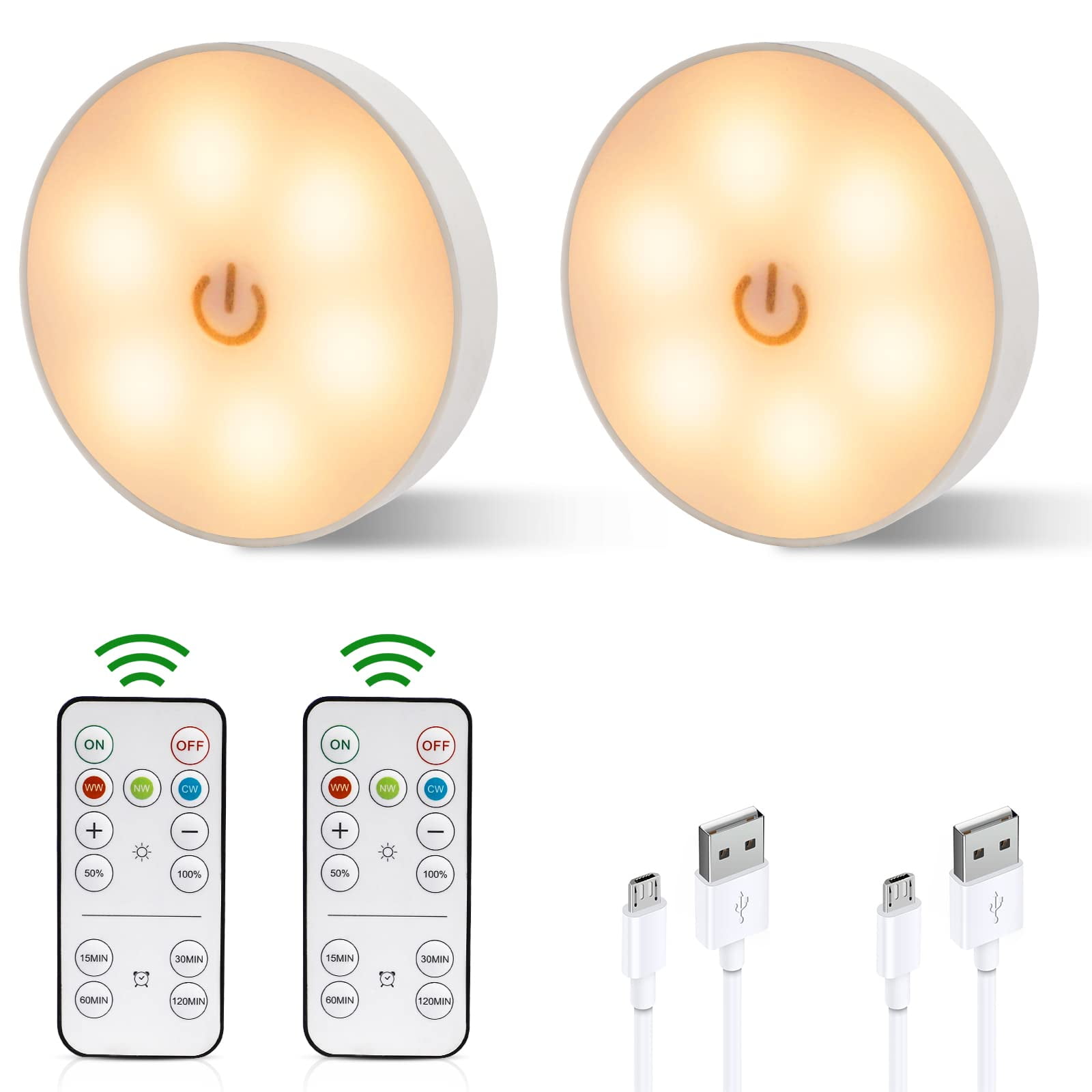 AIBOO Updated Touch Lights, LED Puck Lights with Remote, Wireless Tap ...