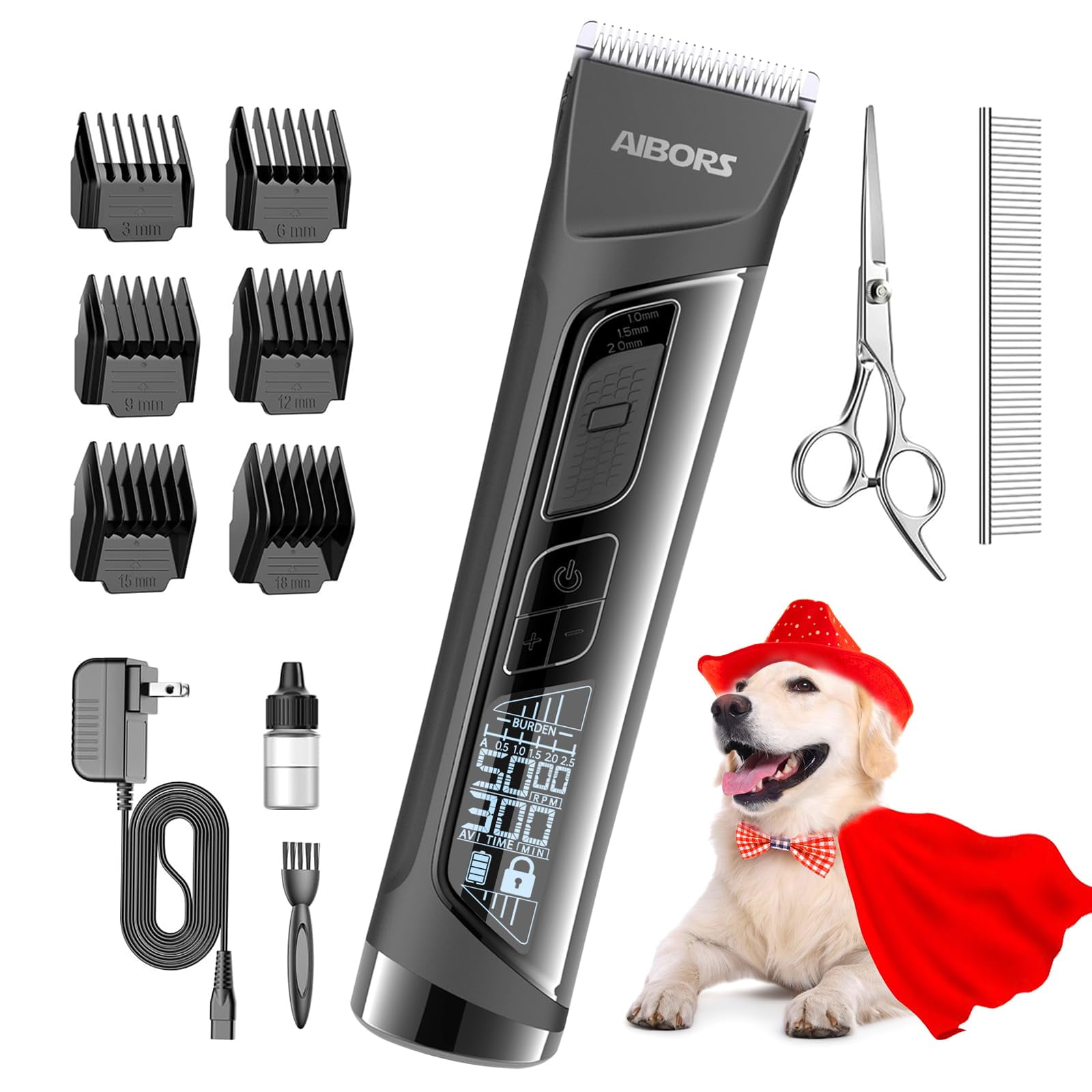 AIBORS Dog Clippers for YYF14 Grooming - 5 Speeds Dog Trimmer Grooming ...