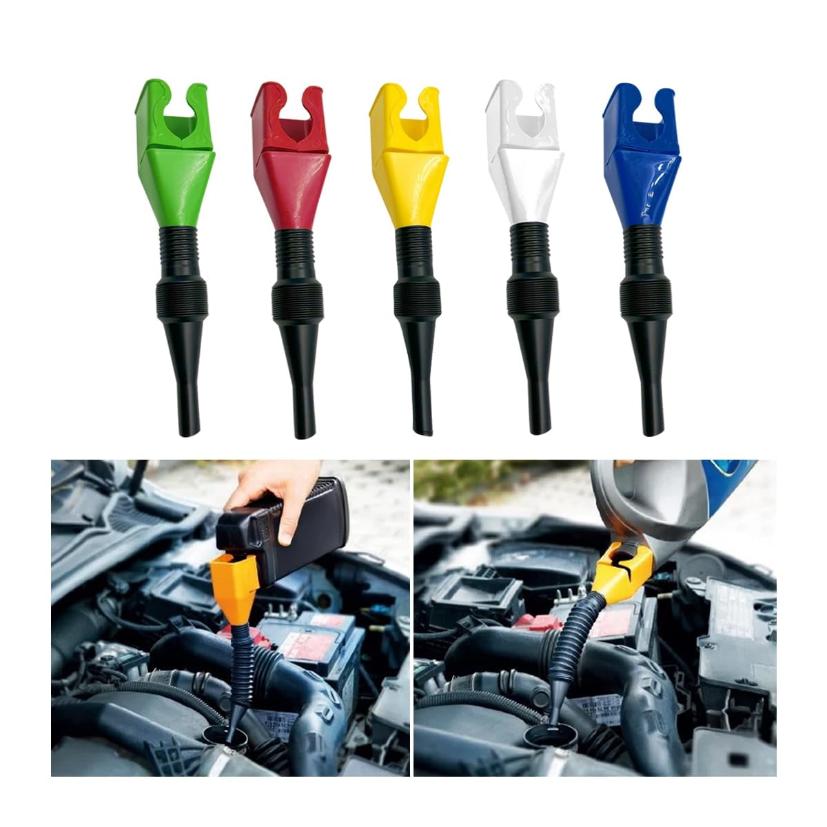 AICEL Retractable Auto Fuel Funnel, 5 Pcs Plastic Draining Tool Funnel ...