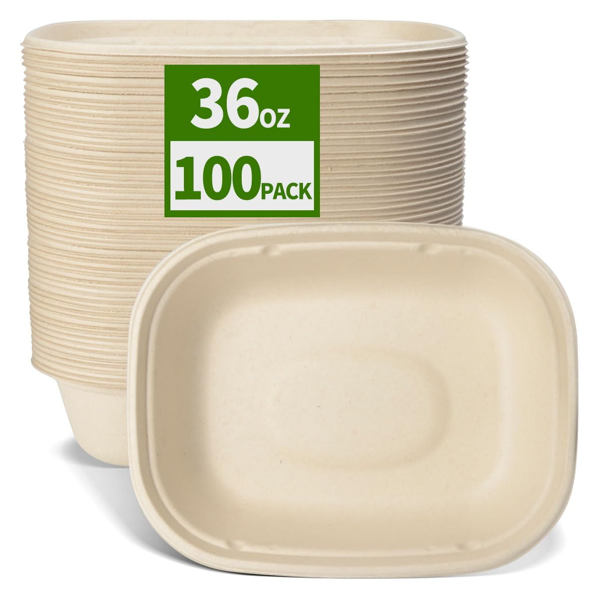 AICHEF 100 Pack 36 oz Large AFN1Paper Bowls for Nacho Salad, Burrito ...