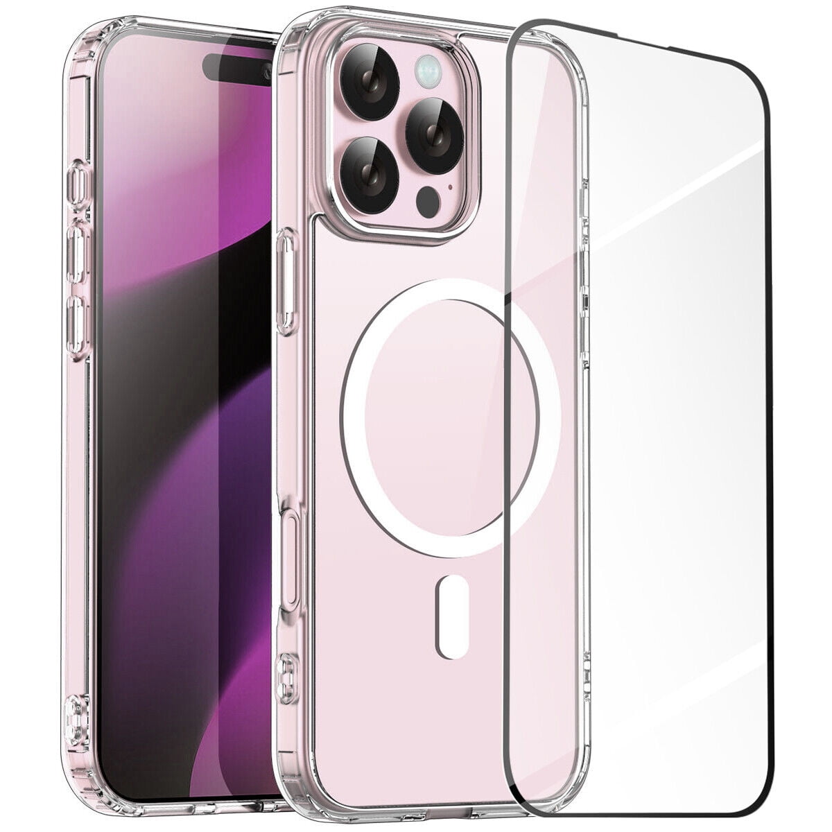 AICase Clear MagSafe Case+1pc Glass Screen Protector for iPhone 16 Pro ...