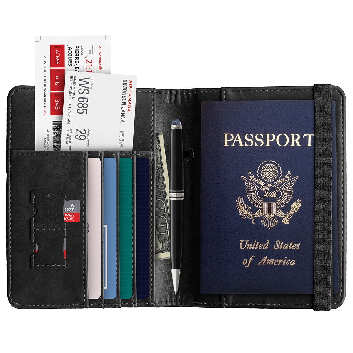 AICase US Passport Wallet RFID Blocking Travel Leather Cards Holder ...