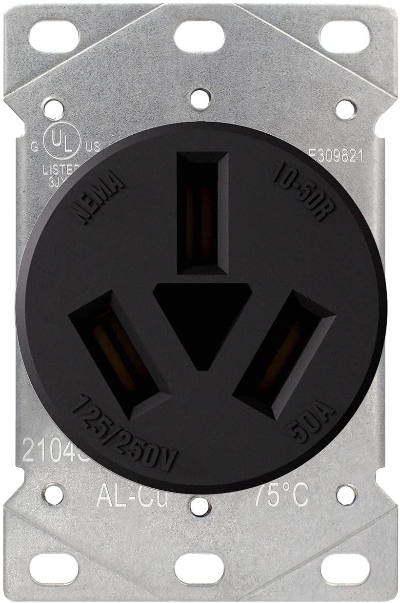 AIDA 10-50R Outlet 50 Amp 3 Pole, 3 Wire 125/250 Volts Non-grounding ...