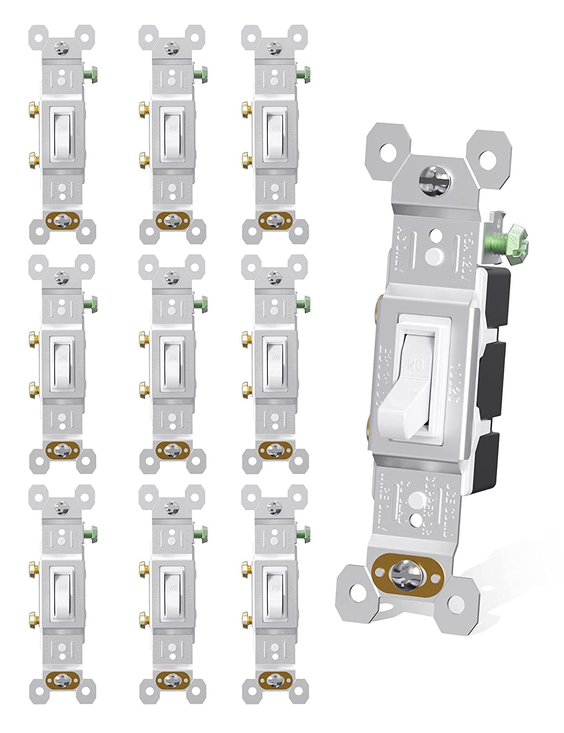 AIDA 15 Amp Toggle Light Switch, Single Pole, Grounding Screw ...