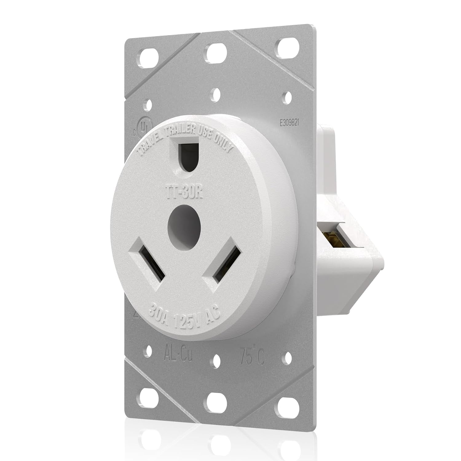 AIDA NEMA TT-30R 30 Amp 125 Volts 3 Prong Grounded Flush Mount Power RV ...