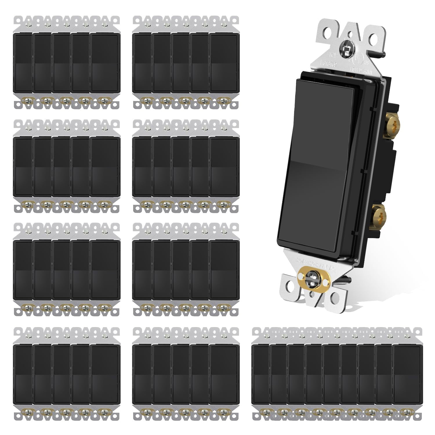 AIDA Single Pole Rocker Decora Light Switch, 15 Amp Self-grounding ...