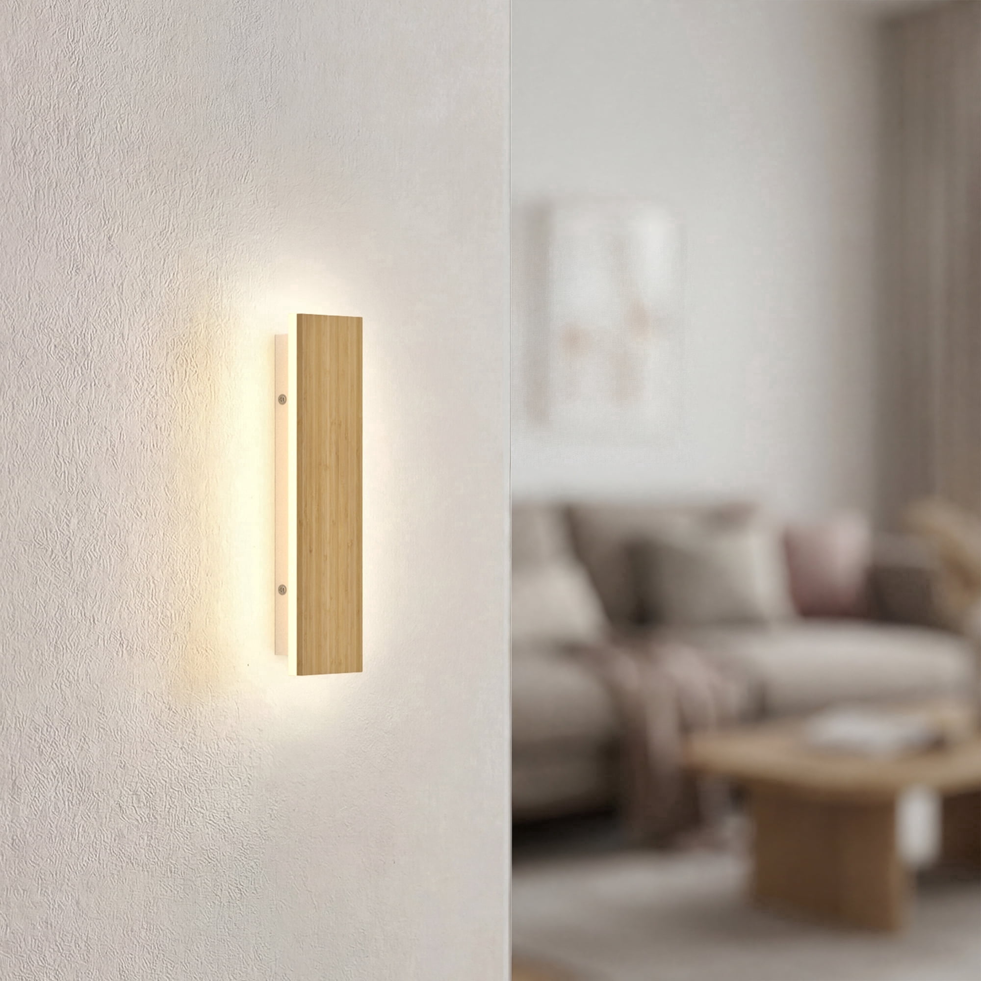 AIDAPLAY Modern Bamboo LED Wall Sconce, Indoor Rectangular Light 8cm ...