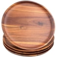 AIDEA Acacia Wood Dinner Plates, 11Inch Round Wood Plates Set of 4 ...