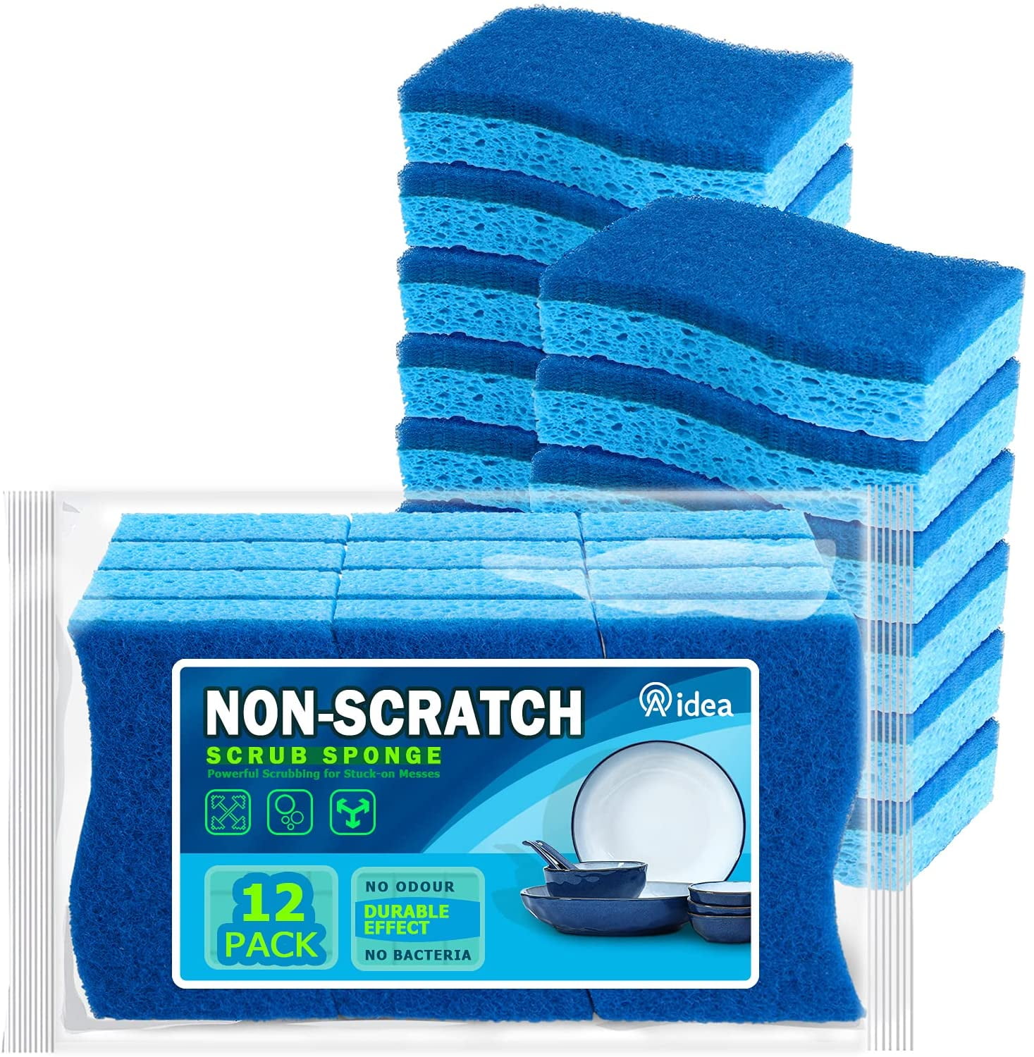 AIDEA-Brite Non-Scratch Scrub Sponge-24Count, Cleans Fast Without ...