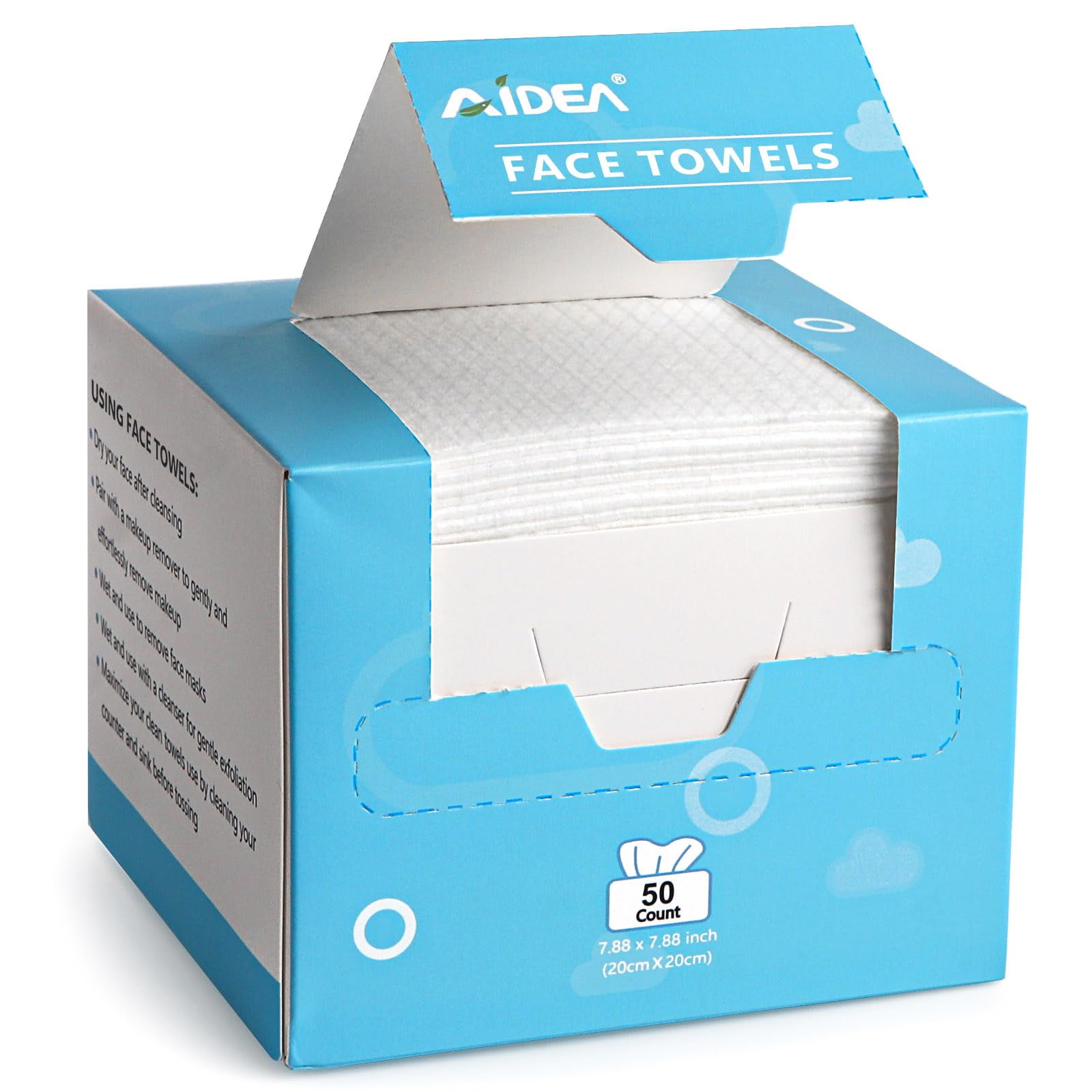 AIDEA Face Towels Disposable-50Ct, SAF21 Facial Cleansing Wipes for Sensitive Skin, Facial ...