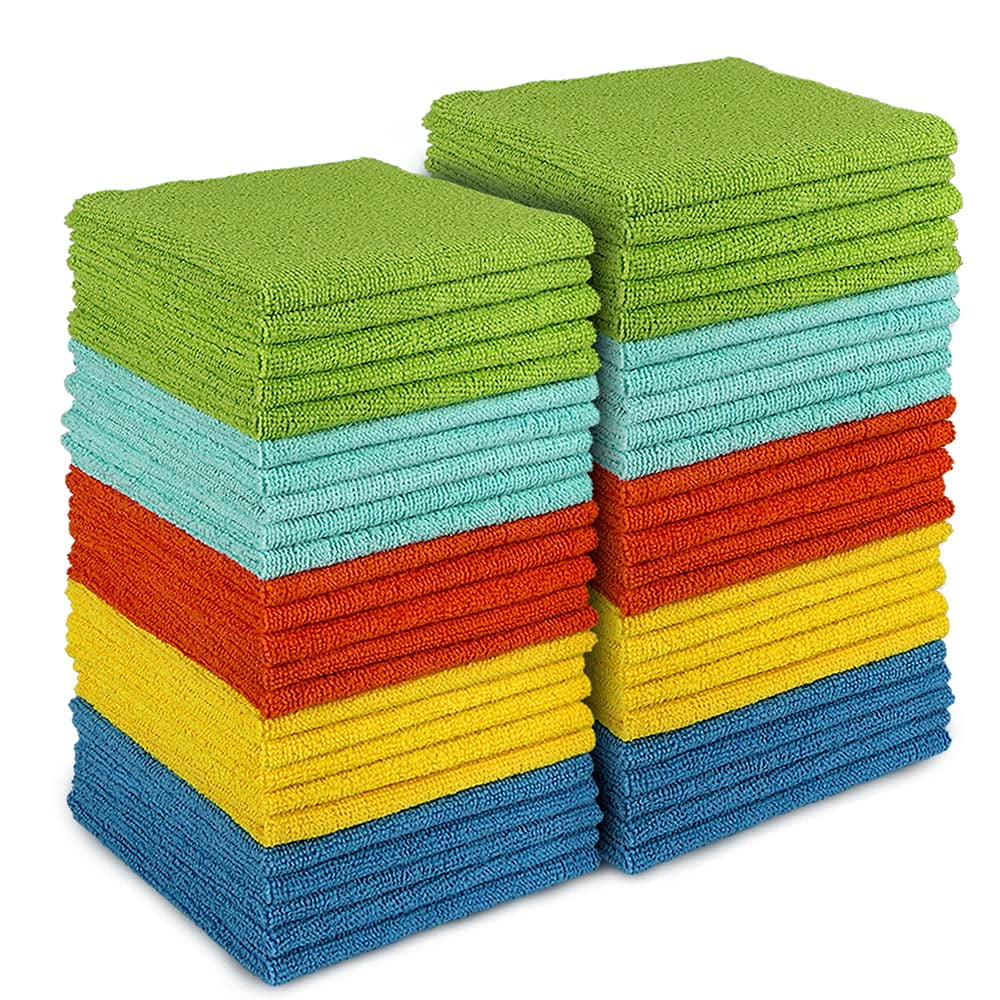 AIDEA Microfiber Cleaning Cloth, SAF21 50PK, Microfiber Towels for Cars, All Purpose Cleaning ...