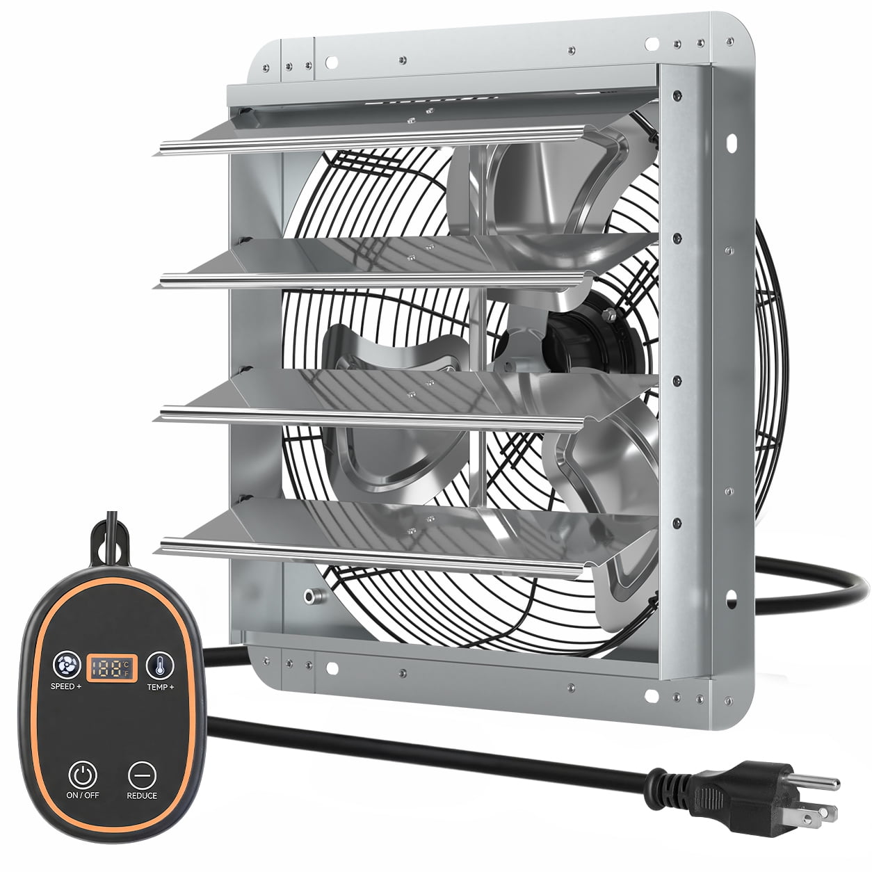 AIDEL 18 Inch Smart Thermostat Shutter Exhaust Fan, EC Motor Wall Mount ...