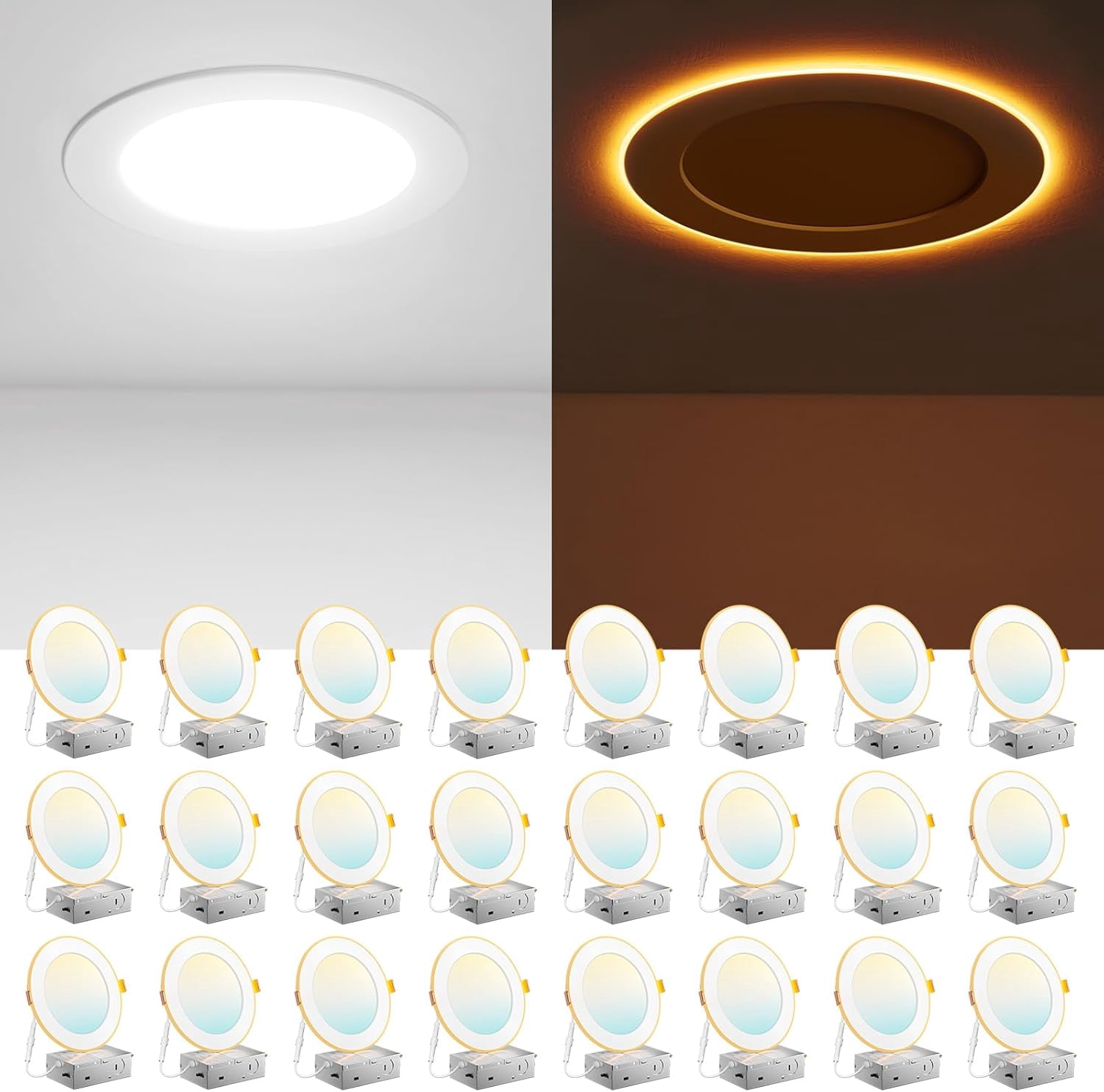 AIDEL 24 Pack 6 Inch LED Recessed Light with Night Light, 5CCT ...