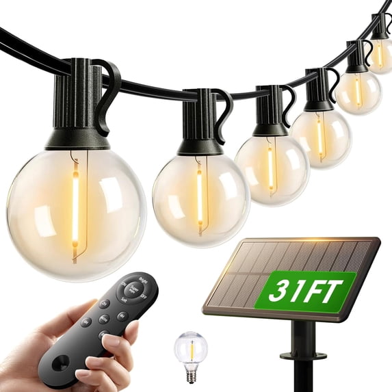 AIDEL G40 Solar Powered Hanging Lights with Remote, 96FT Weatherproof ...