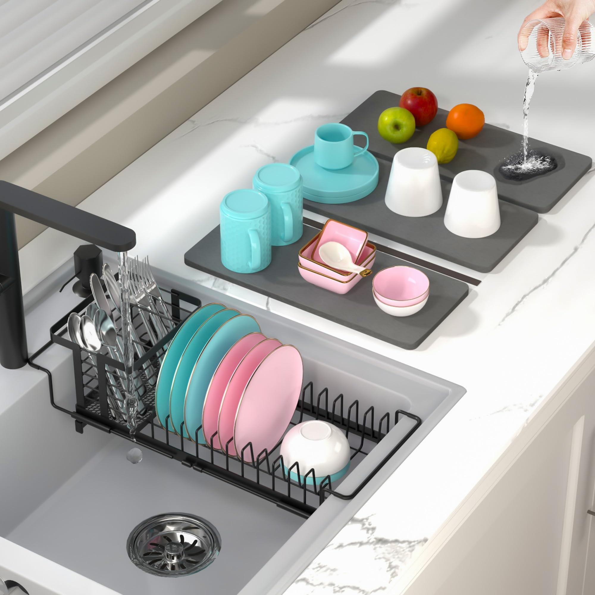 AIDILI Small Drying Rack in Sink - Expandable Rack Over Sink with Fast ...