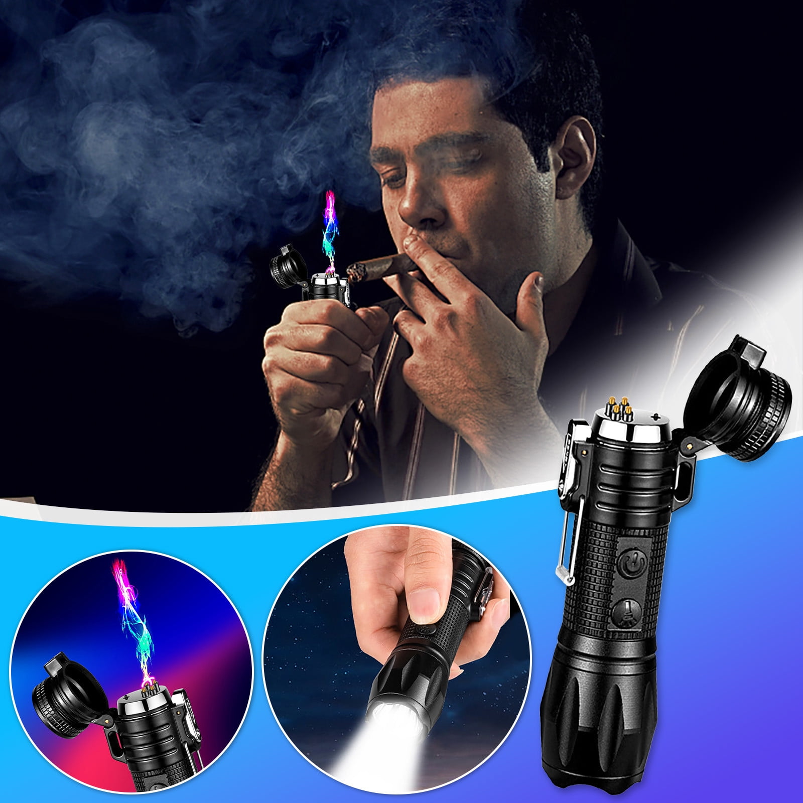AIDOSHY Led Flashlight,Outdoor Double Lighter With LED Bright ...