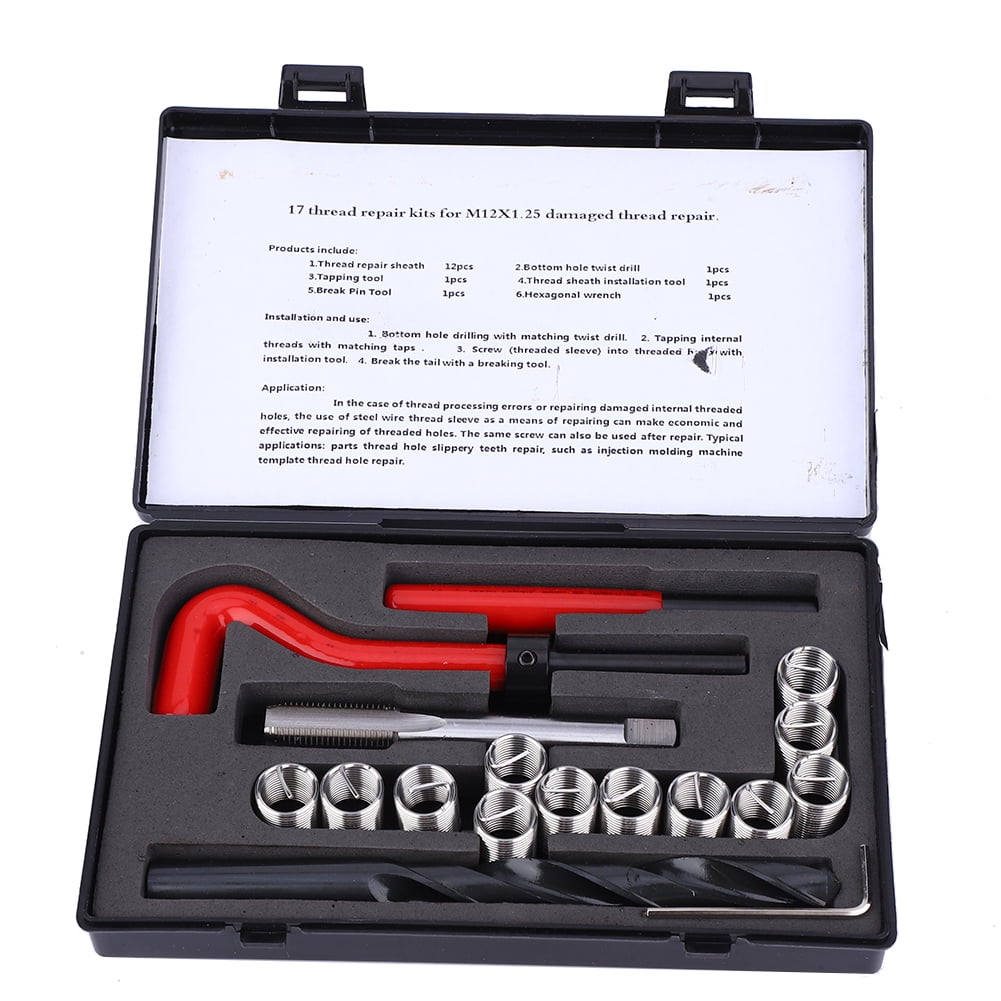AIDUCHO 17Pcs Thread Repair Kit Stainless Steel Twisted Drill Wrench ...