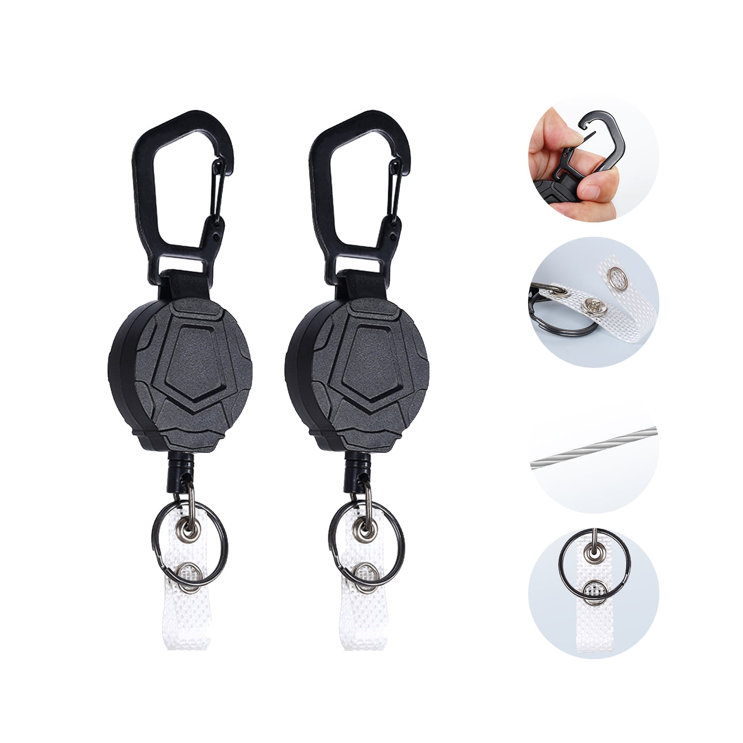 AIDUCHO 2-Pack Clip Key Retractable Keychain, Heavy Duty Carabiner ...