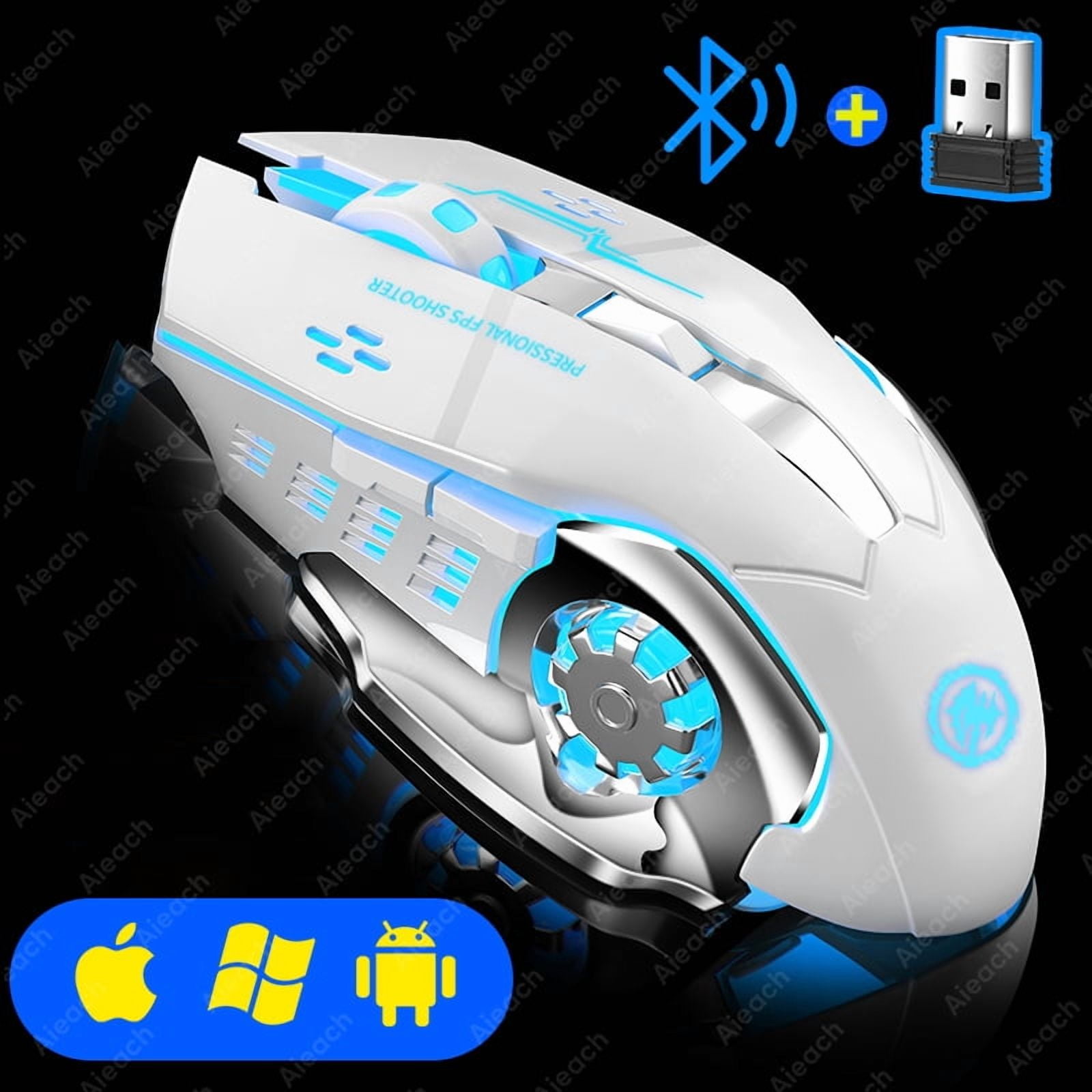 AIEACH Bluetooth Mouse Gaming Computer Rechargeable Wireless Mouse USB ...