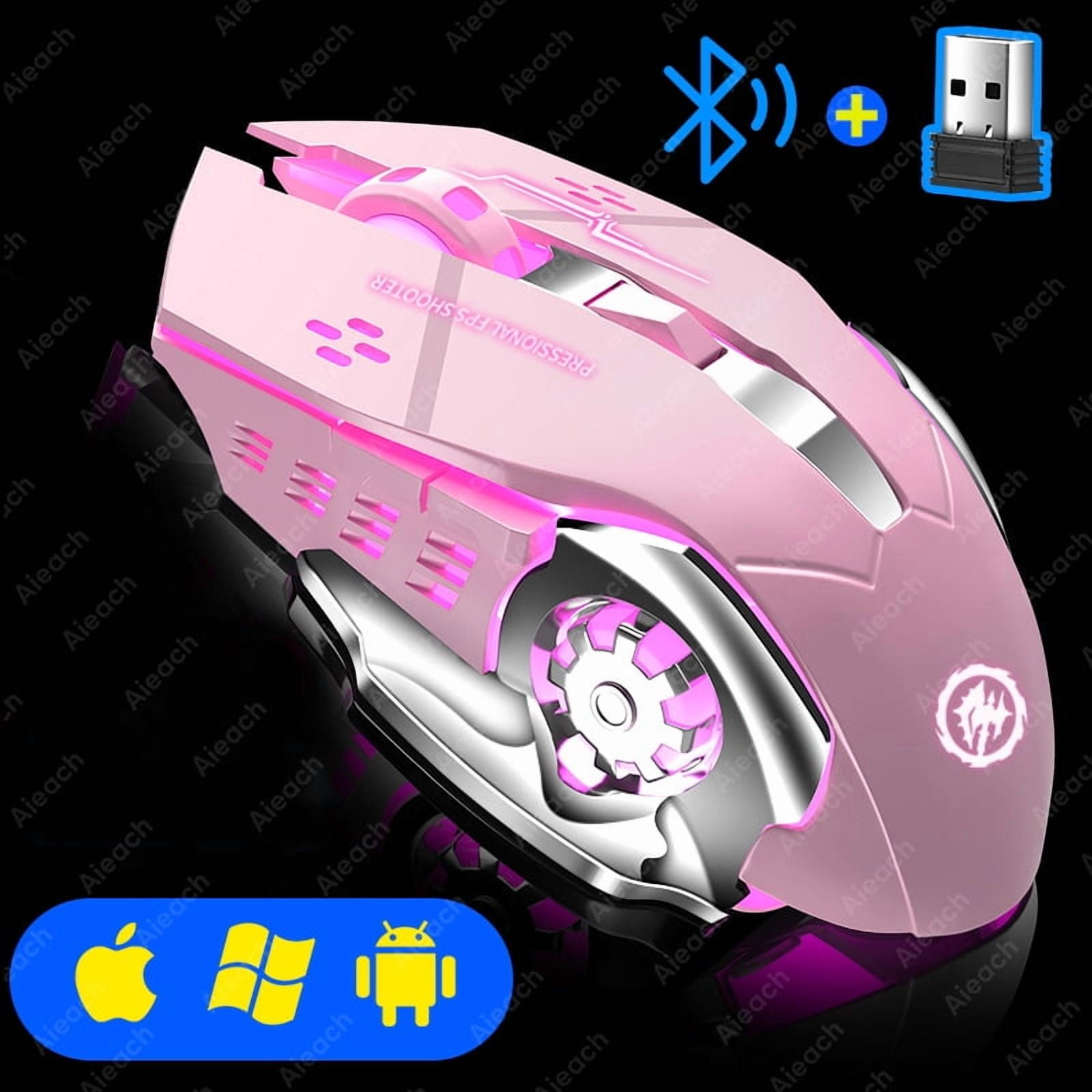 AIEACH Bluetooth Mouse Gaming Computer Rechargeable Wireless Mouse USB ...
