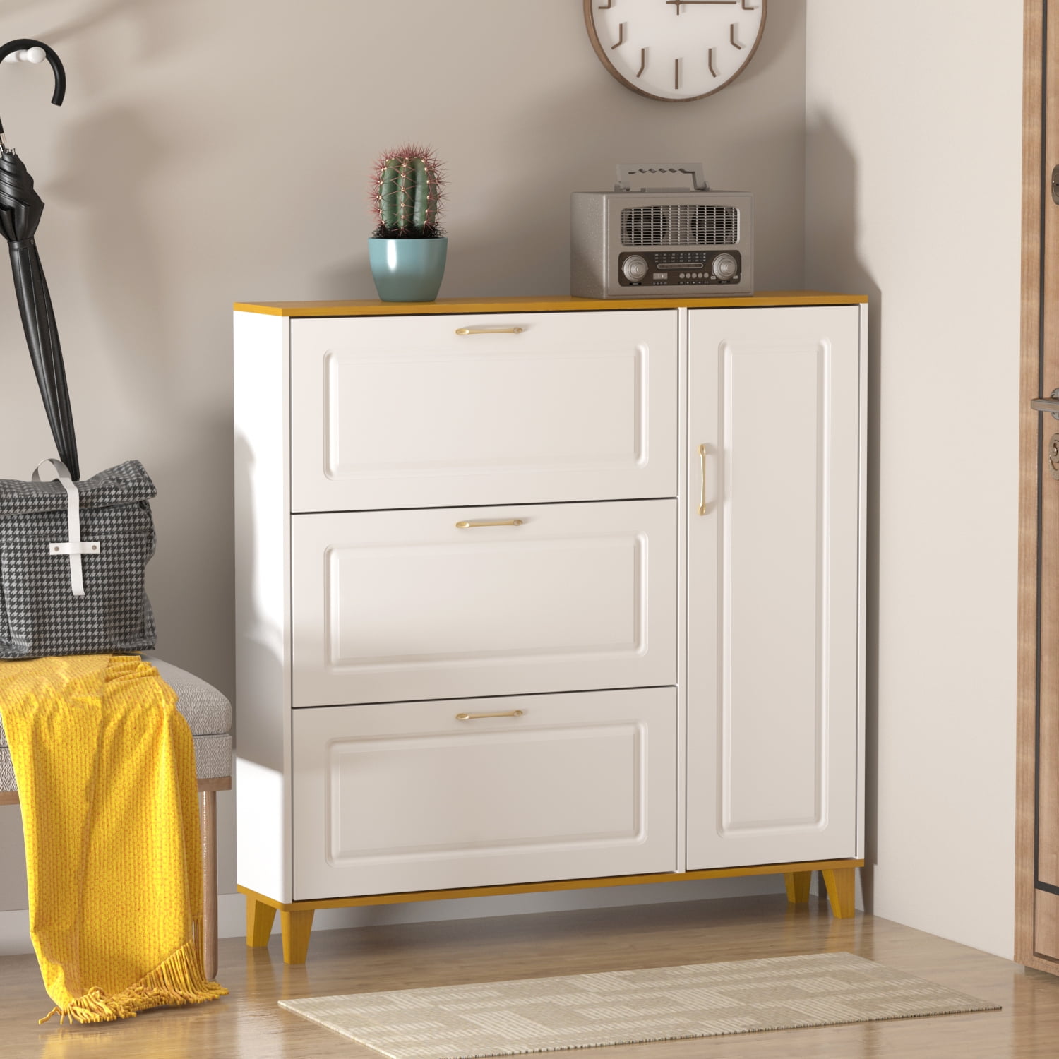 AIEGLE 3 Tier Shoe Cabinet with Flip Doors for Entryway White - Walmart.com