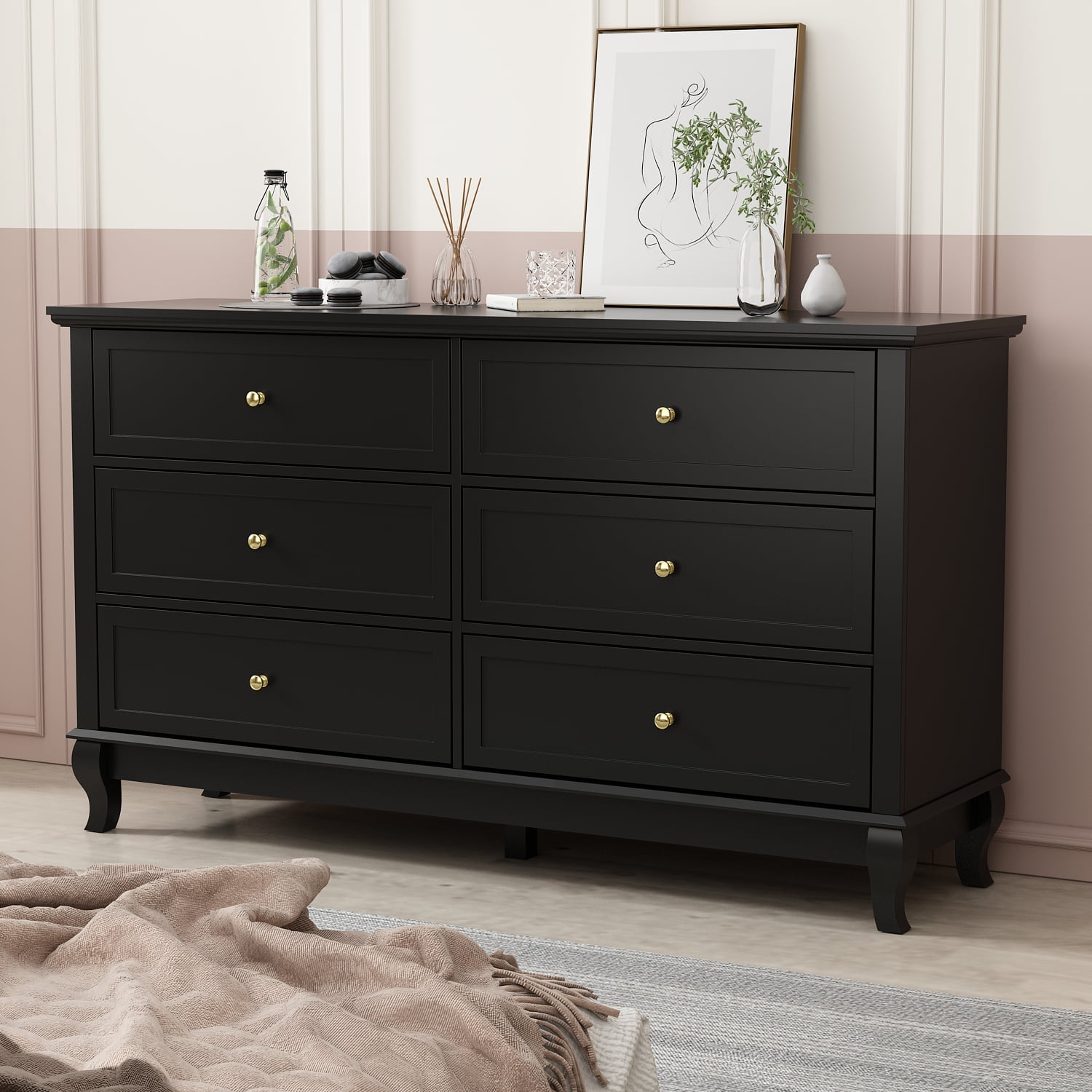 AIEGLE 6 Drawer Dresser with with Foldable Drawer Dividers, Modern ...