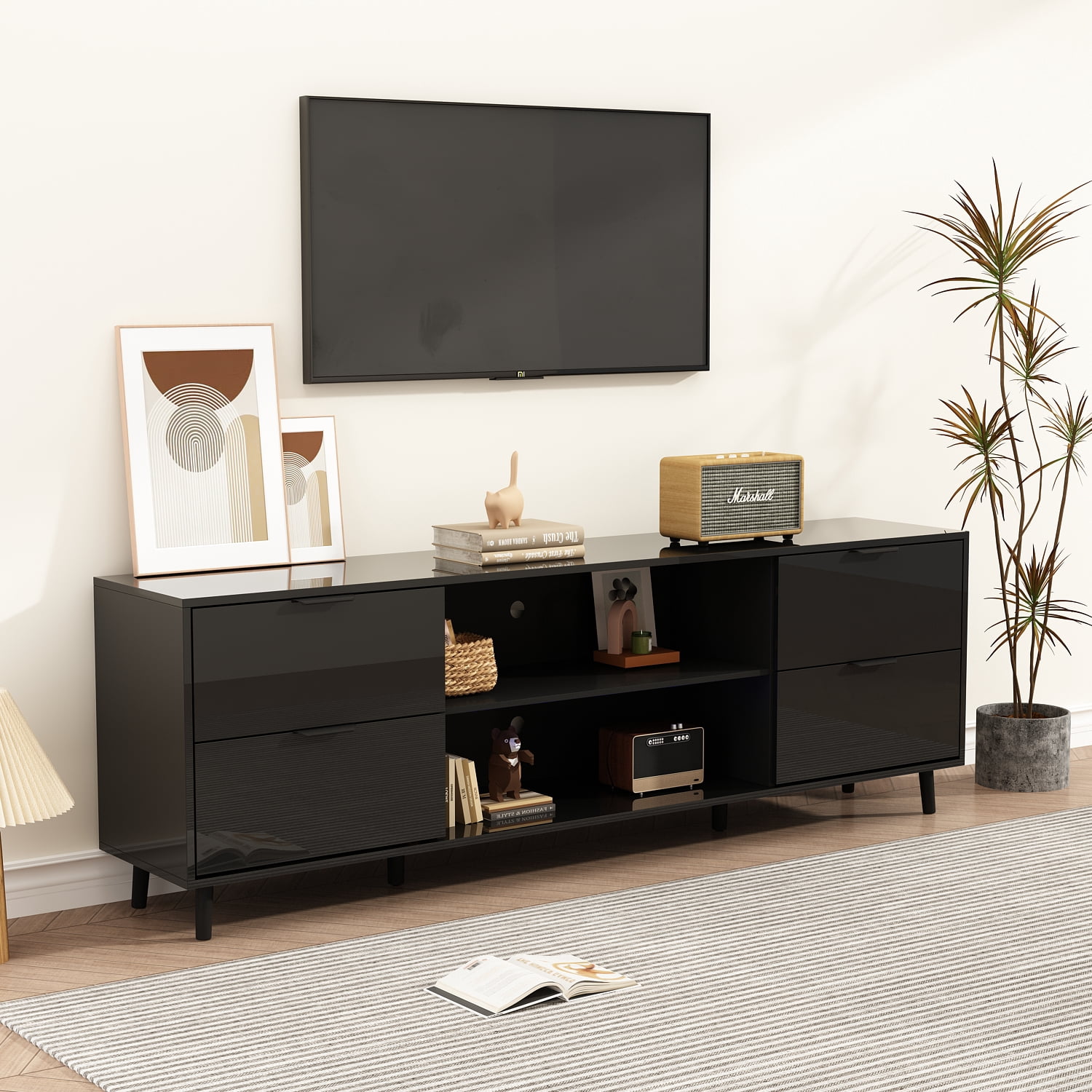 AIEGLE Entertainment Center TV Console with 4 Storage Drawers and ...