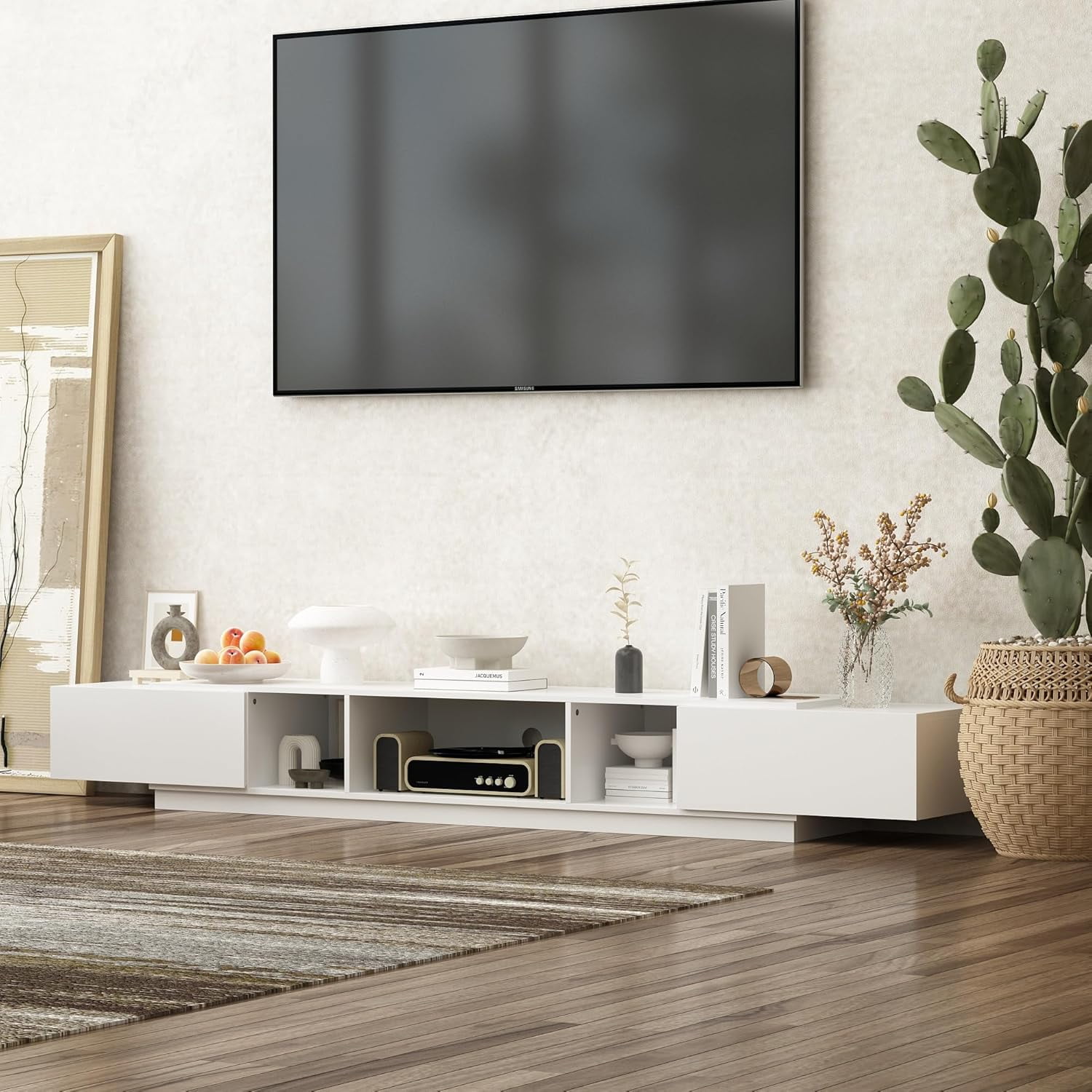 AIEGLE Modern TV Stand for 100+ Inch TVs, 94.5" W Entertainment Center ...