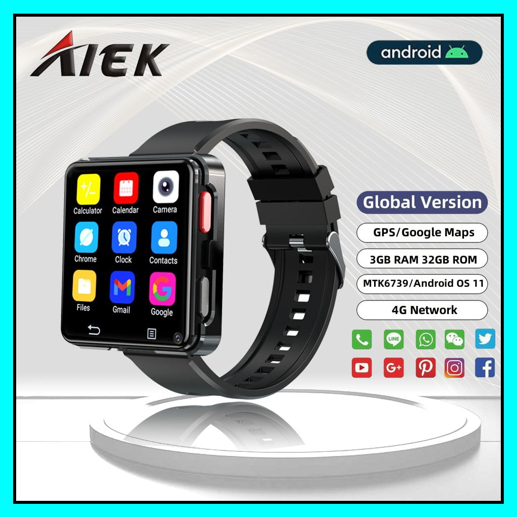 AIEK 4G Network Smart Watch MTK6739 Quad Core 2.64inch HD Screen 3GB RAM 32GB ROM With HD Camera ...