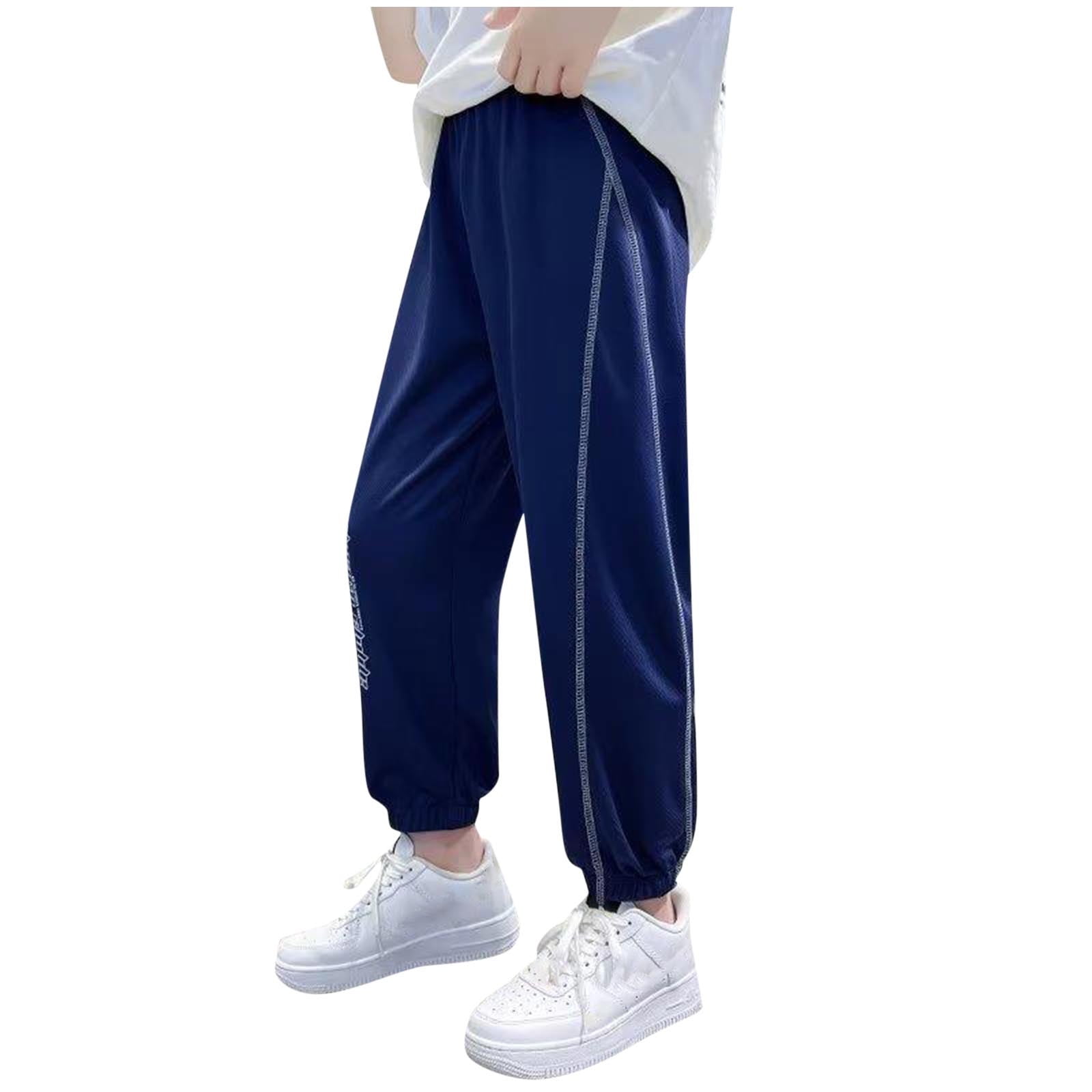 AIEOTT Boy's Breathable Quick Dry Ice Silk Pants Summer Casual Jogger ...