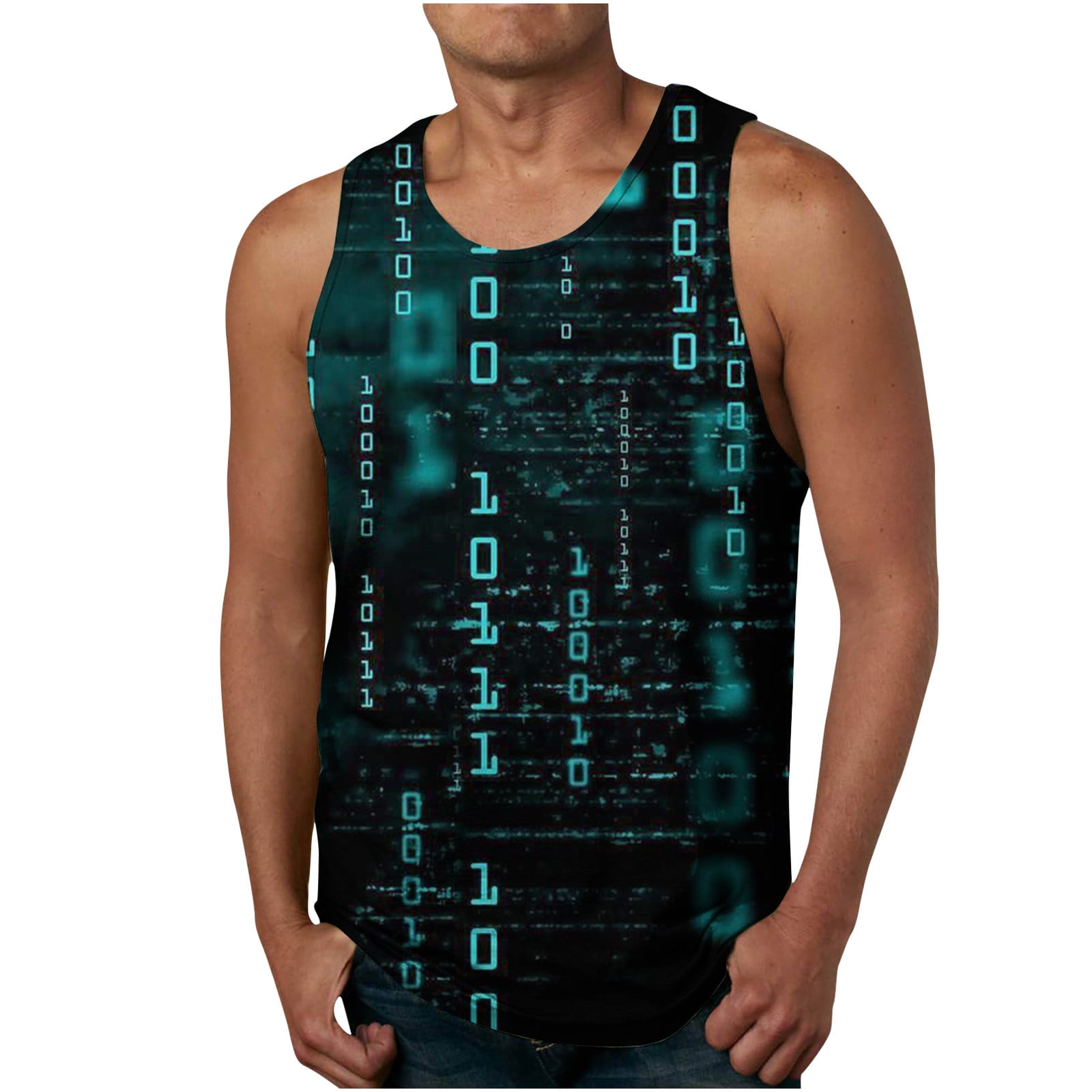 AIEOTT Mens 3D Print Cotton Tank Tops Digital Print Tshirt Plus Size ...