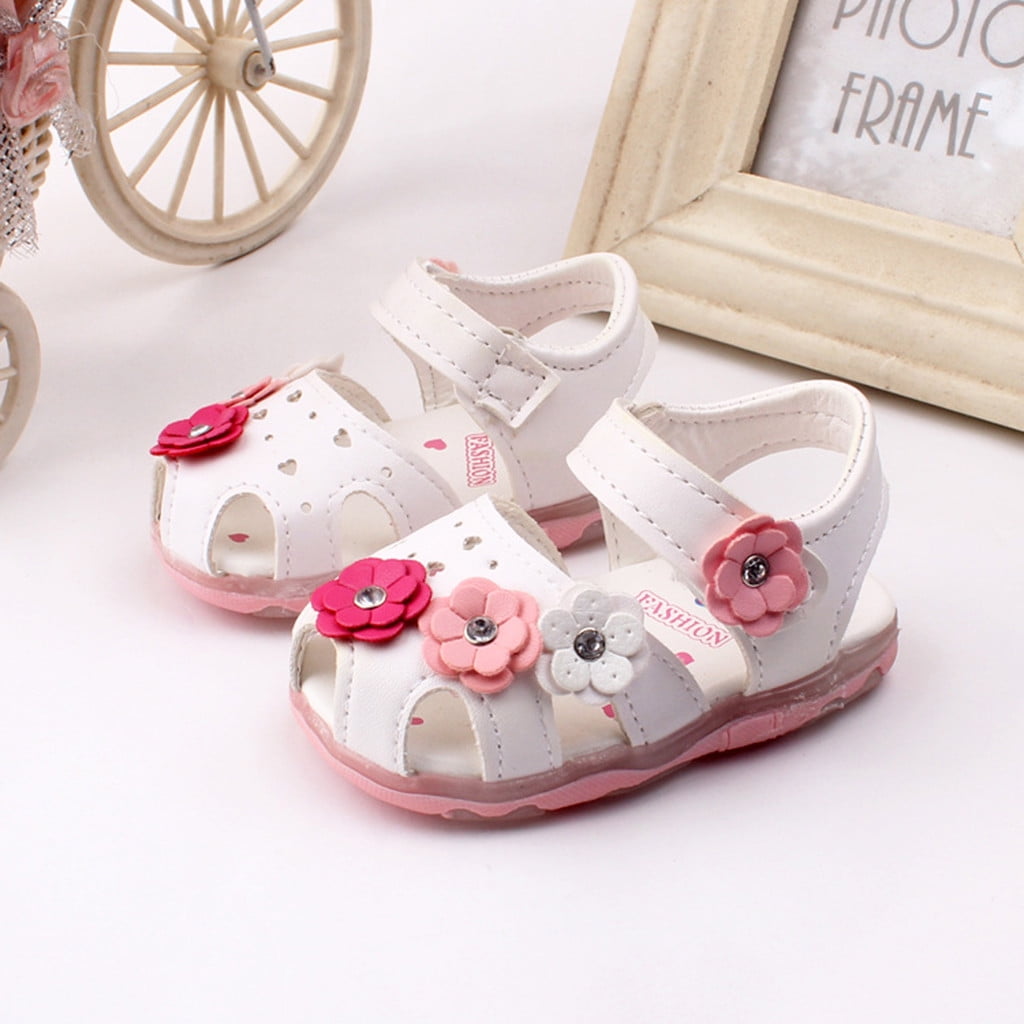 AIEOTT Toddler Sandals,Kids Shoes Toddler Infant Kids Baby Girls Flowers LED Luminous Shoes ...