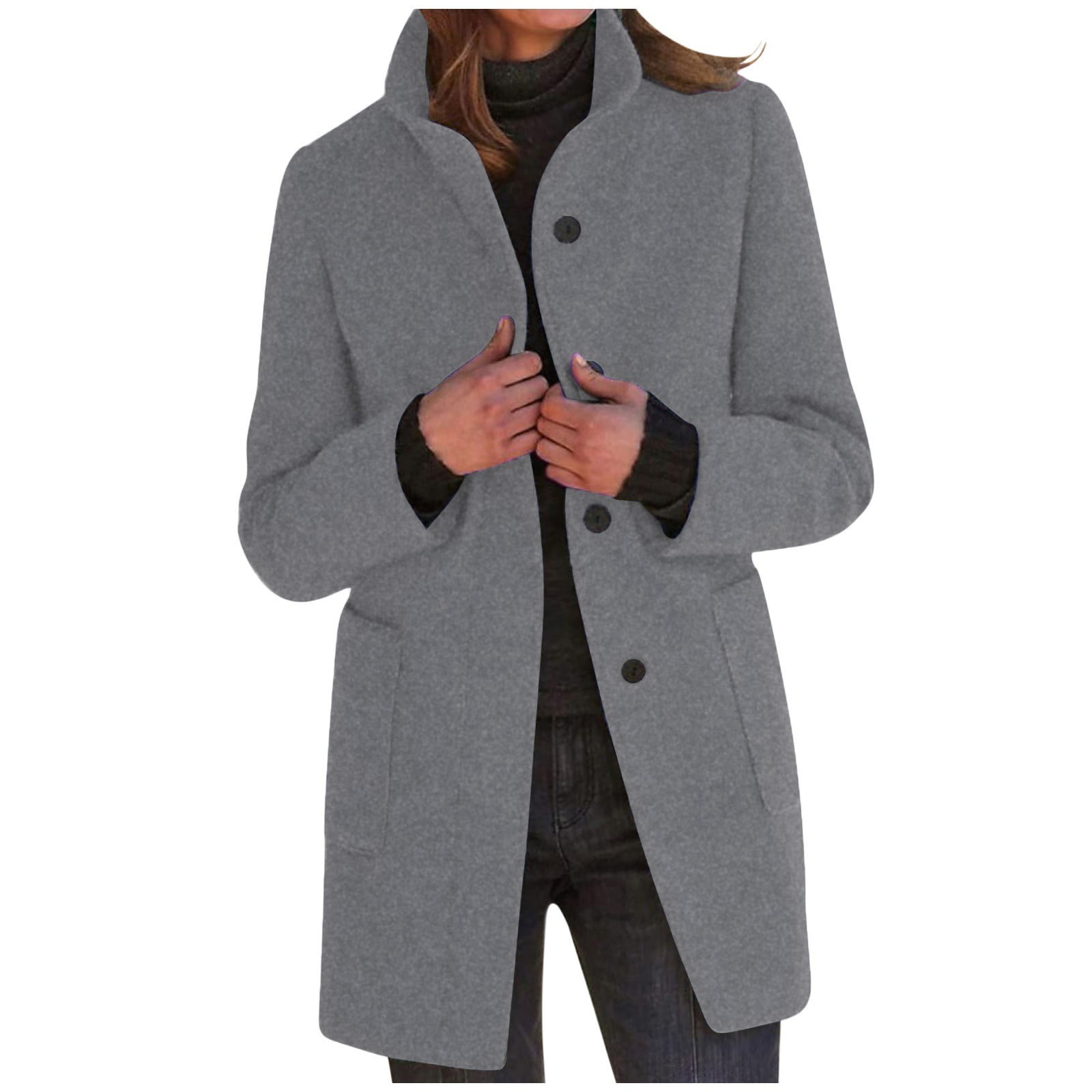 AIEOTT Winter Coats for Women, Plus Size Double Breasted Pea Coat ...