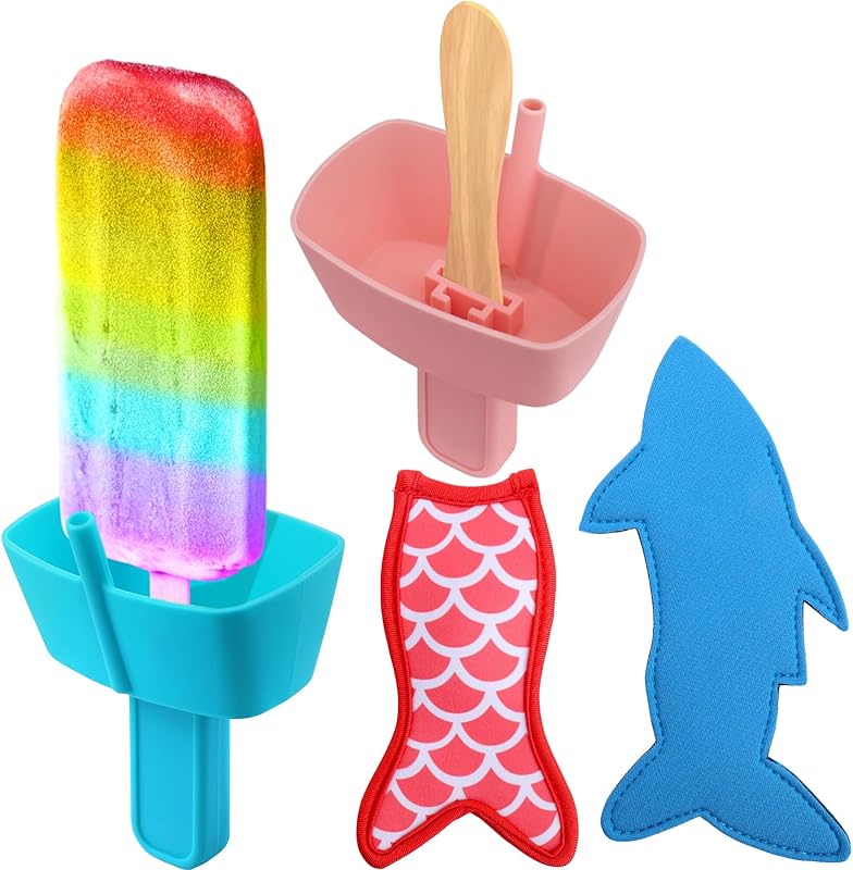 AIERSA 8pcs Popsicle Holders and Ice Pop Sleeves Set for kids No Drip ...