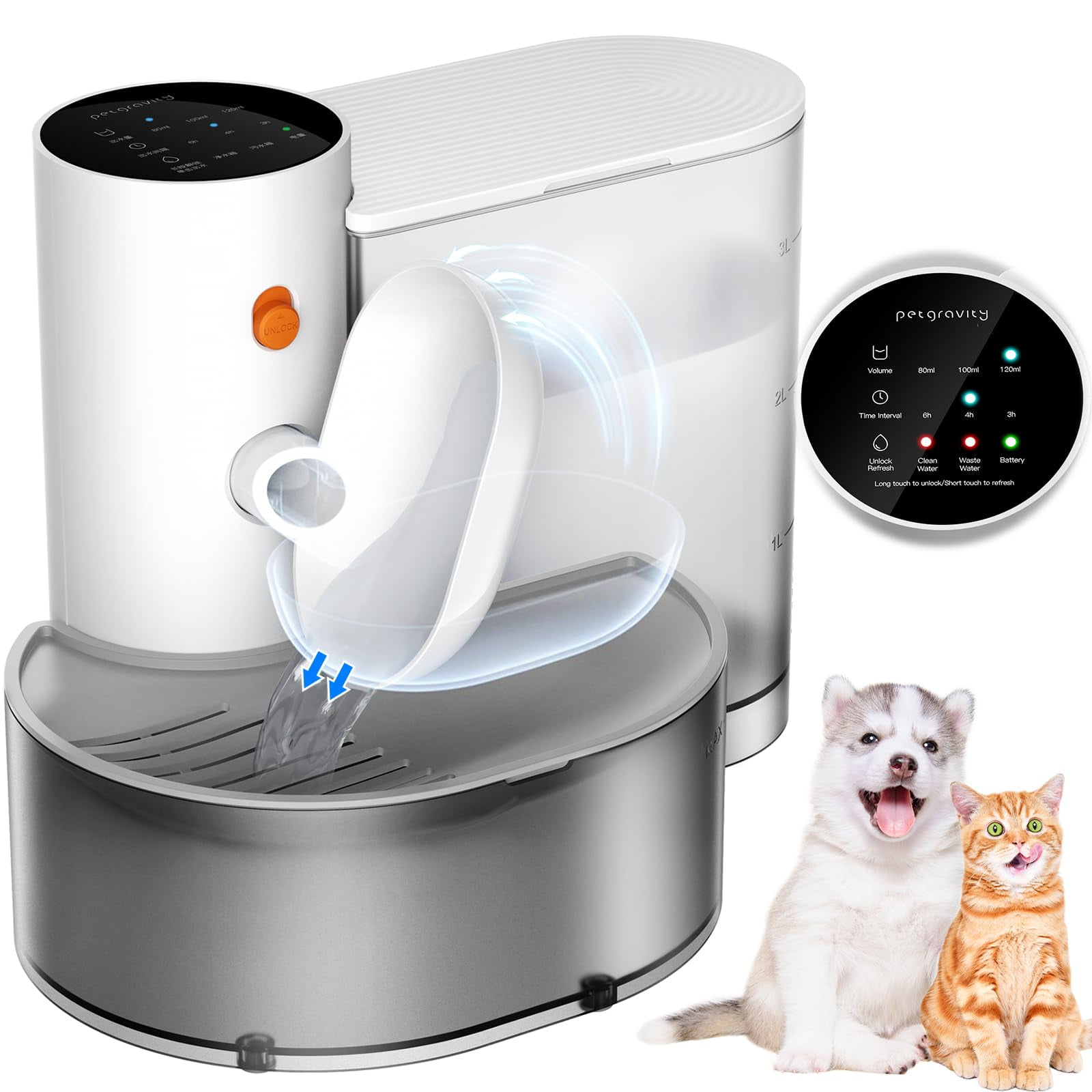 AIERSA Smart Pet Water Fountain, Automatic Pet Water No Filter Needed ...