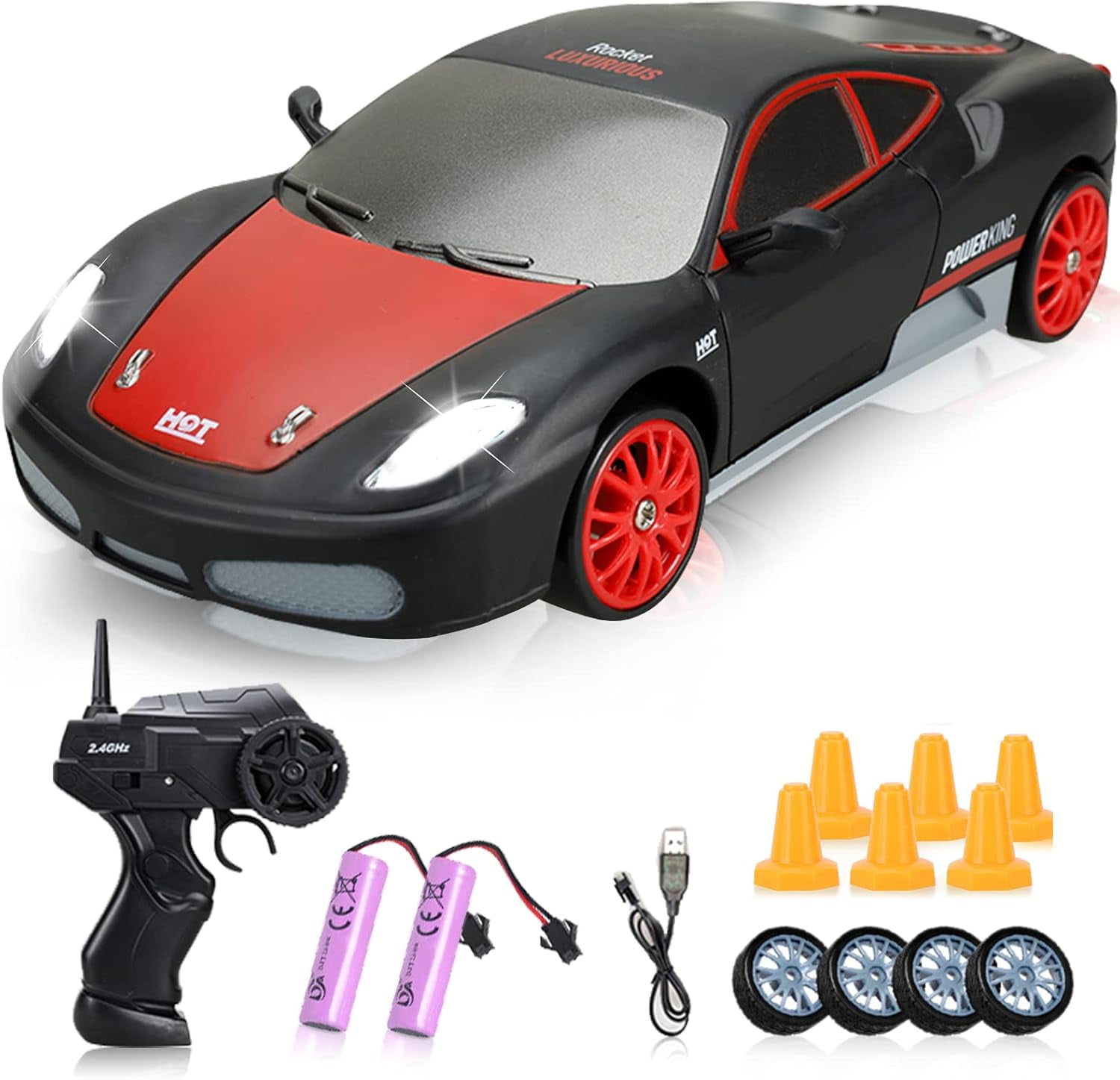 AIGIA 1:24 Scale Remote Control Car RC Drift Car 2.4GHz 4WD 15KM/H High ...