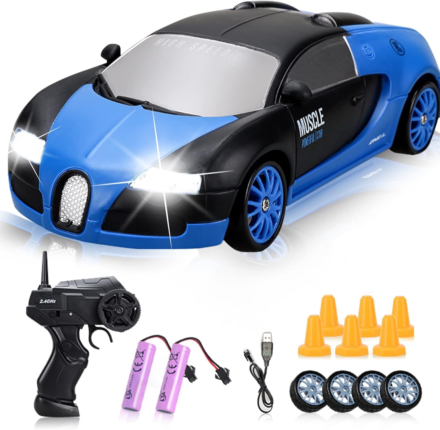 AIGIA 1:24 Scale Remote Control Car RC Drift Car 2.4GHz 4WD 15KM/H High ...