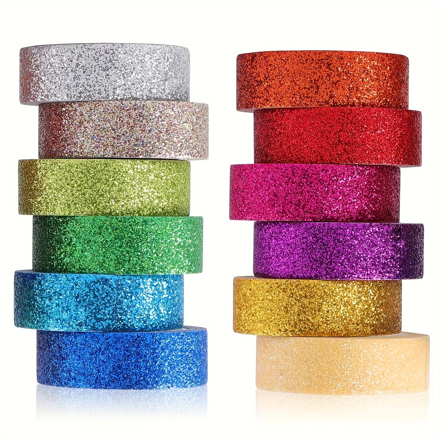 AIGIA 15MM DIY Glitter Washi Tape Set 12 Rolls Colored Masking Tape ...