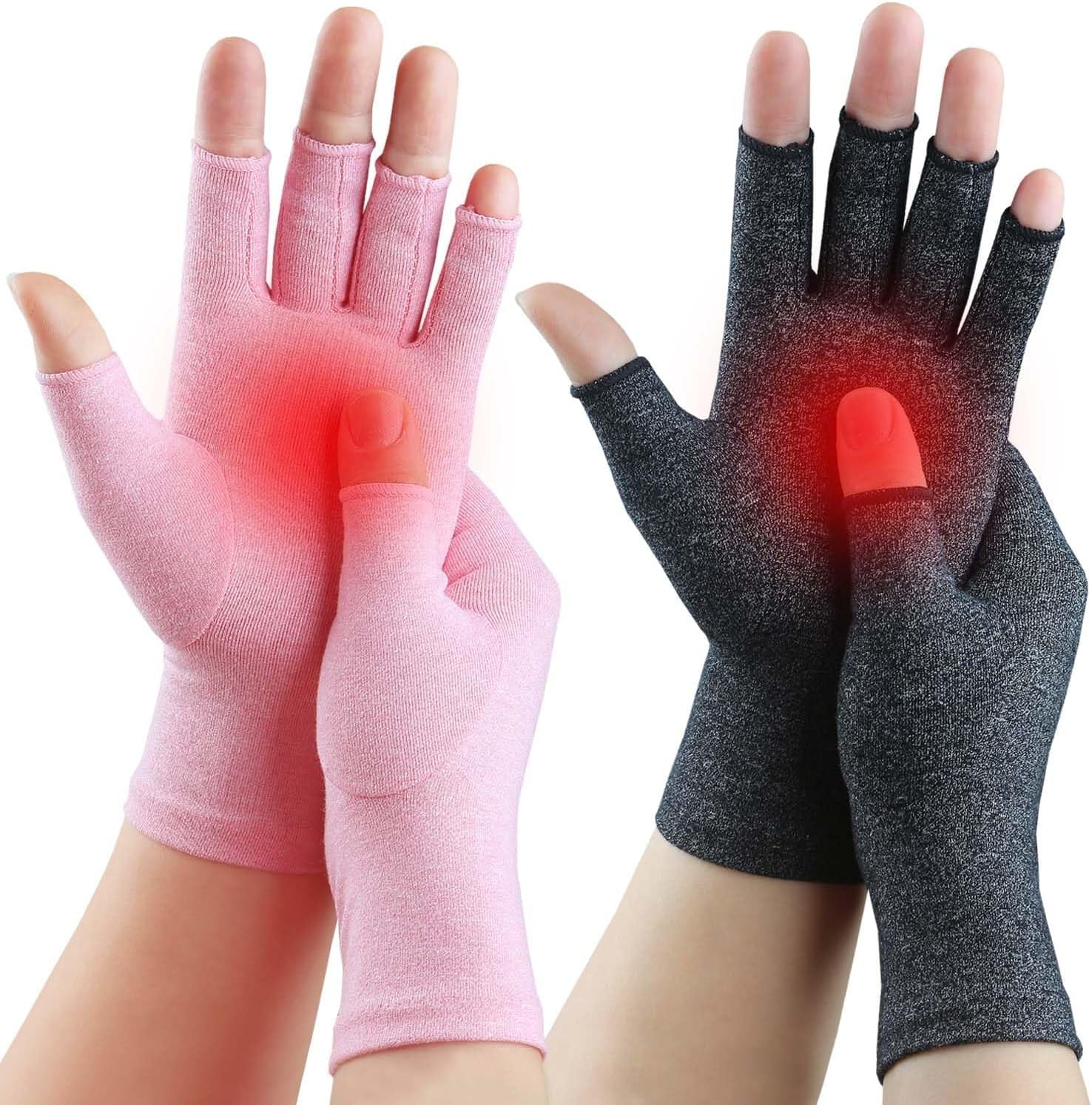 AIGIA 2 Pairs Fingerless Compression Gloves for Women Men Hand Thumb ...